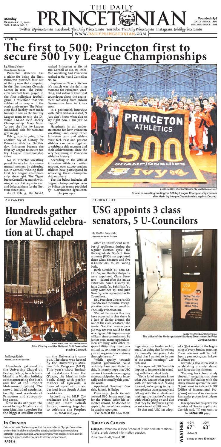 The Daily Princetonian: February 10, 2020 by The Daily Princetonian - Issuu