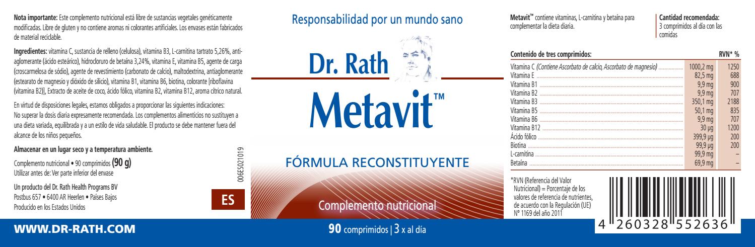 METAVIT - LABEL ES by Dr. Rath Health Programs - Issuu