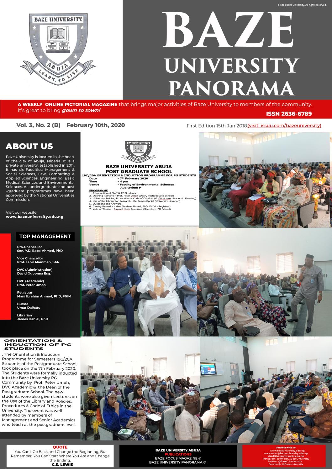 BAZE UNIVERSITY PANORAMA (10th February 2020 by Baze University - Issuu