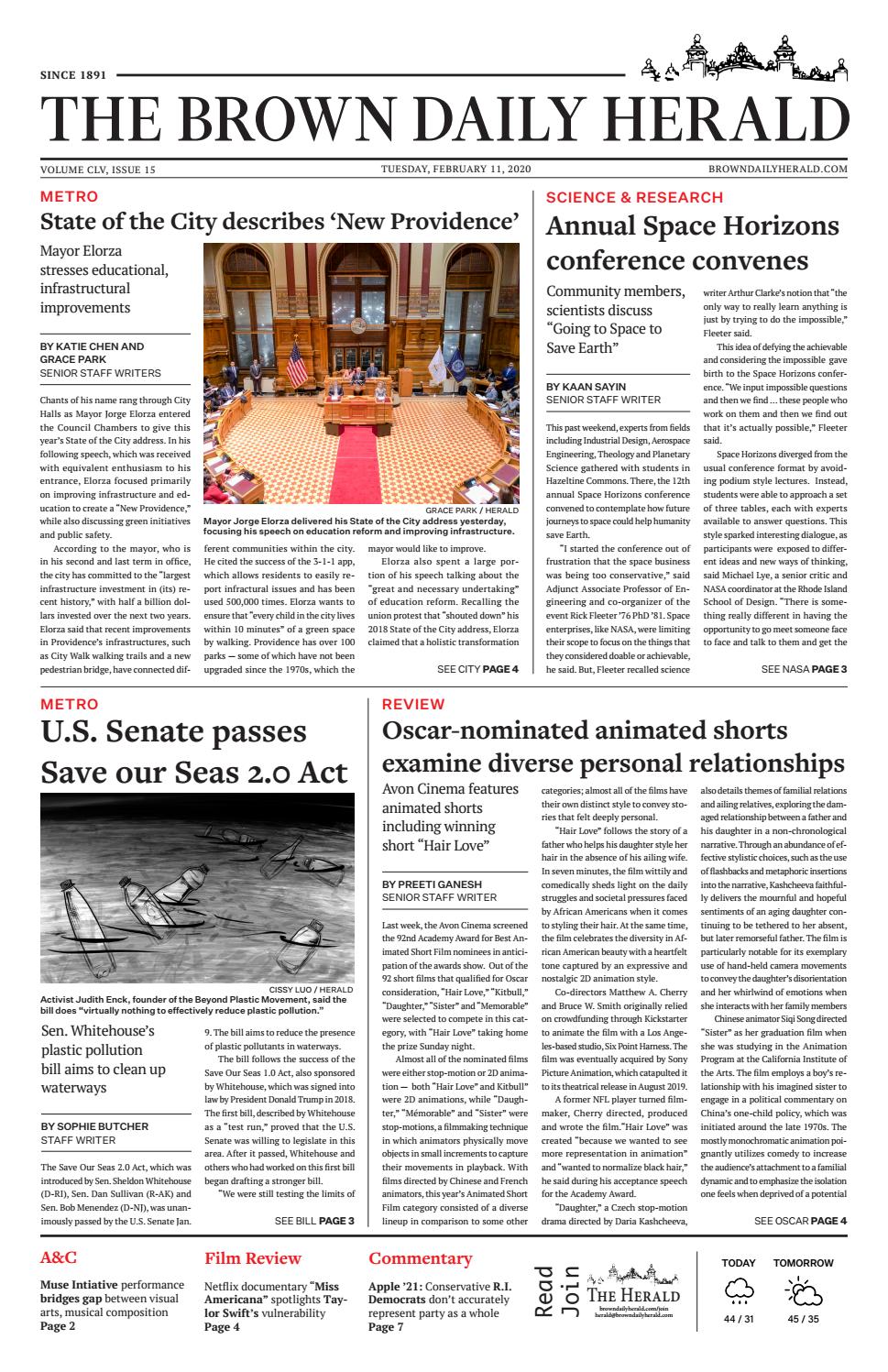 Tuesday, February 11, 2020 by The Brown Daily Herald - Issuu