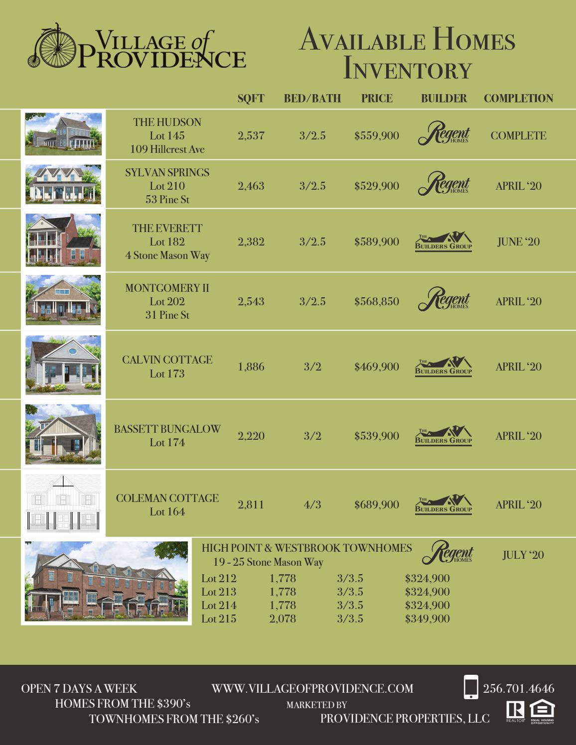 VOP Available Homes Sheet_02.11.20 by John Pinter - Issuu