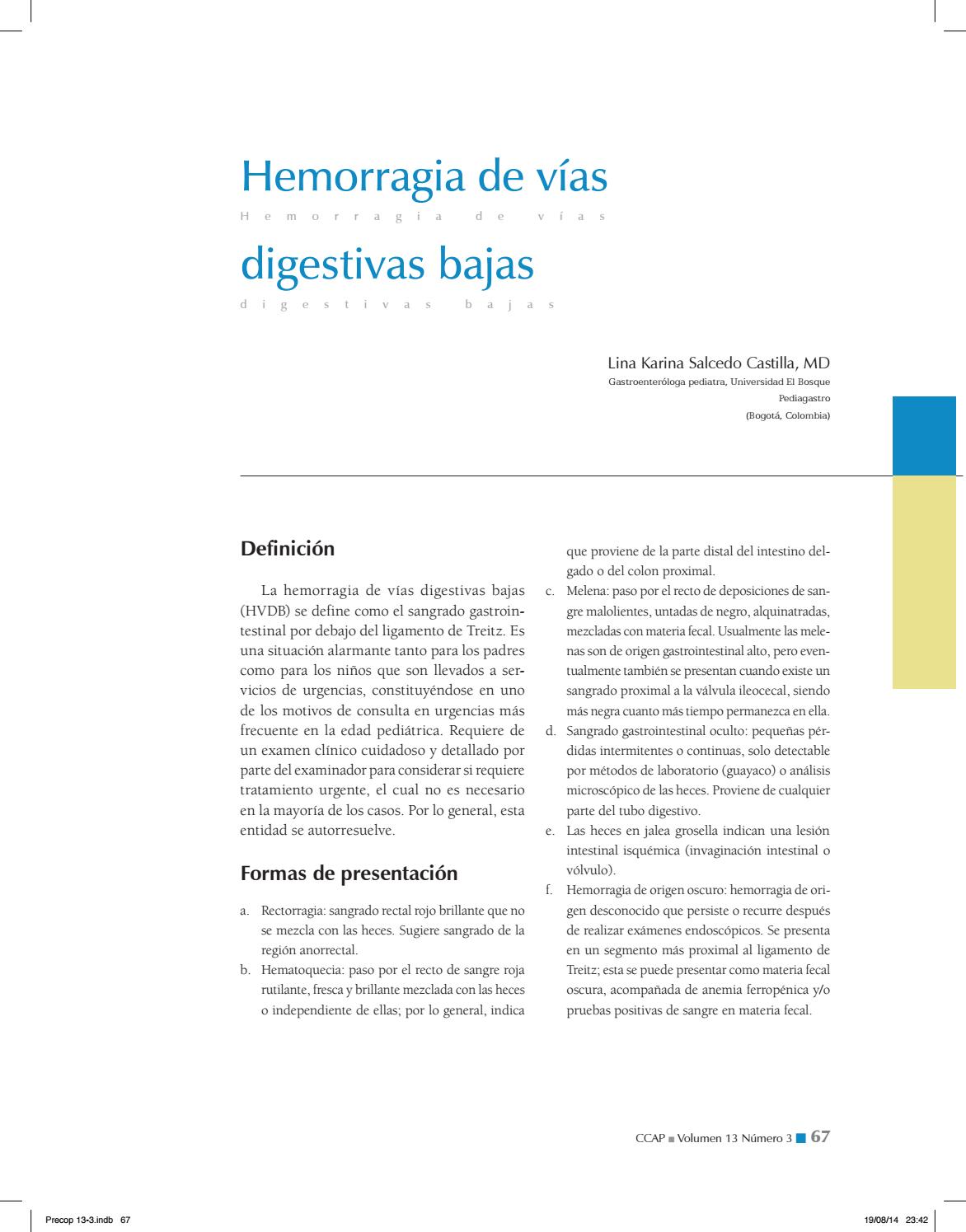 Hemorragia de vías digestivas bajas by Sociedad Colombiana de Pediatría ...