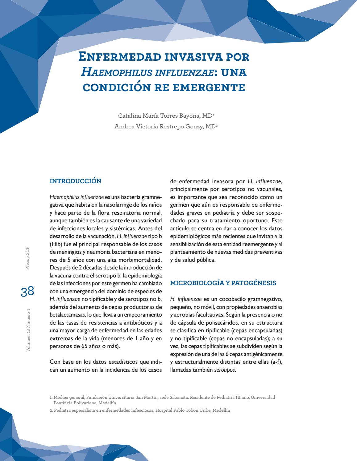 Enfermedad invasiva por Haemophilus influenzae: una condición re ...