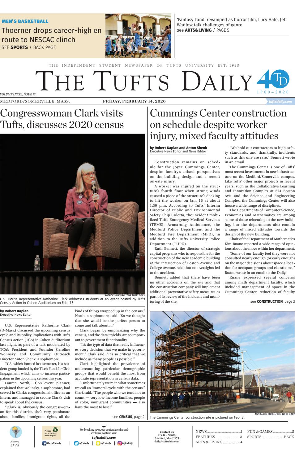The Tufts Daily: Friday, February 14, 2020 by The Tufts Daily - Issuu