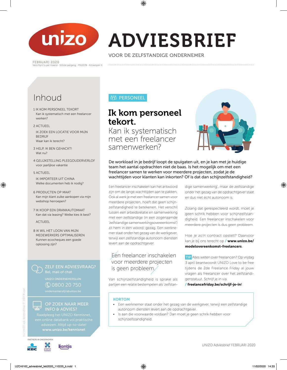 UNIZO Adviesbrief februari 2020 by Jurgen Muys - Issuu
