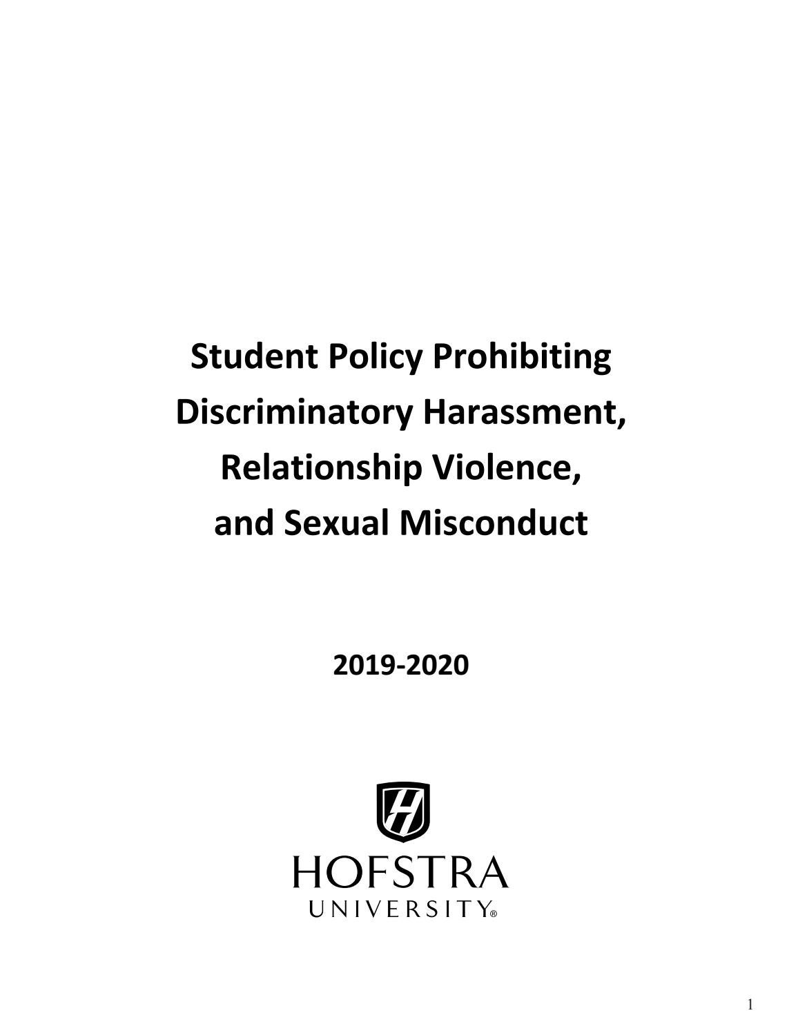 Student Policy Prohibiting Discriminatory Harassment, Relationship ...