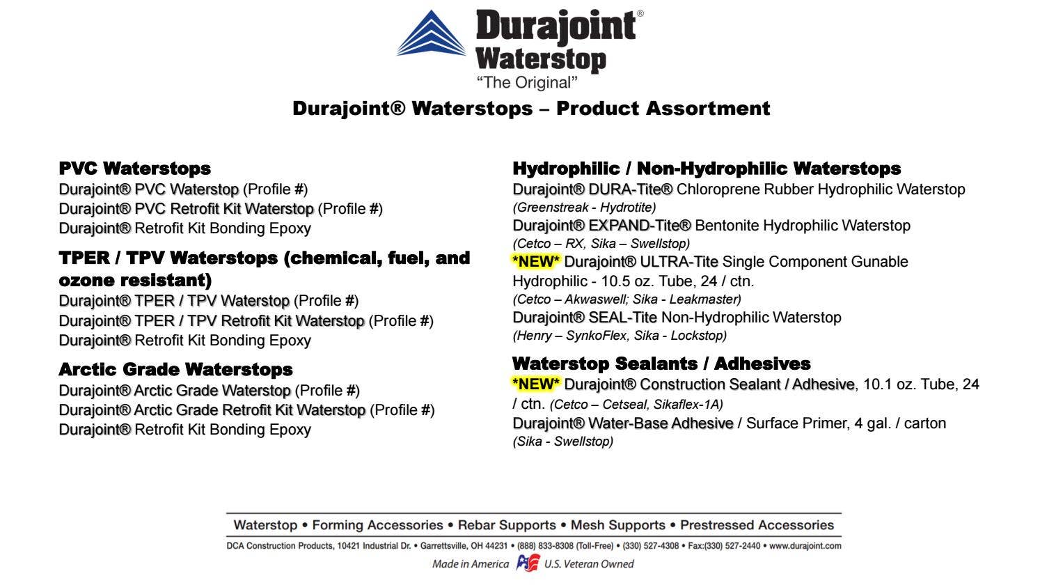 Durajoint Waterstops Cross Reference Guide by Ram Tool Construction ...