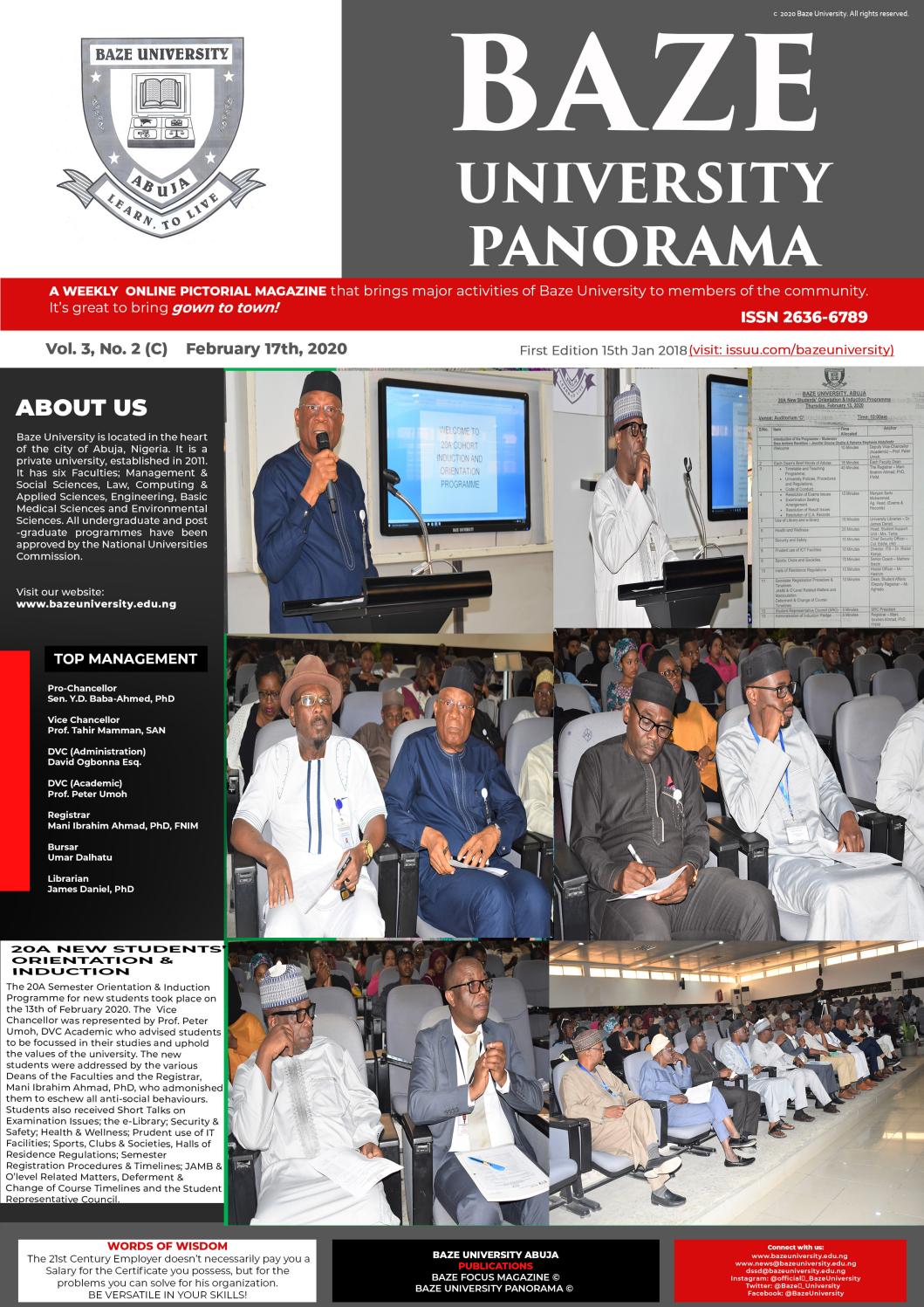 BAZE UNIVERSITY PANORAMA (17th February 2020) by Baze University - Issuu