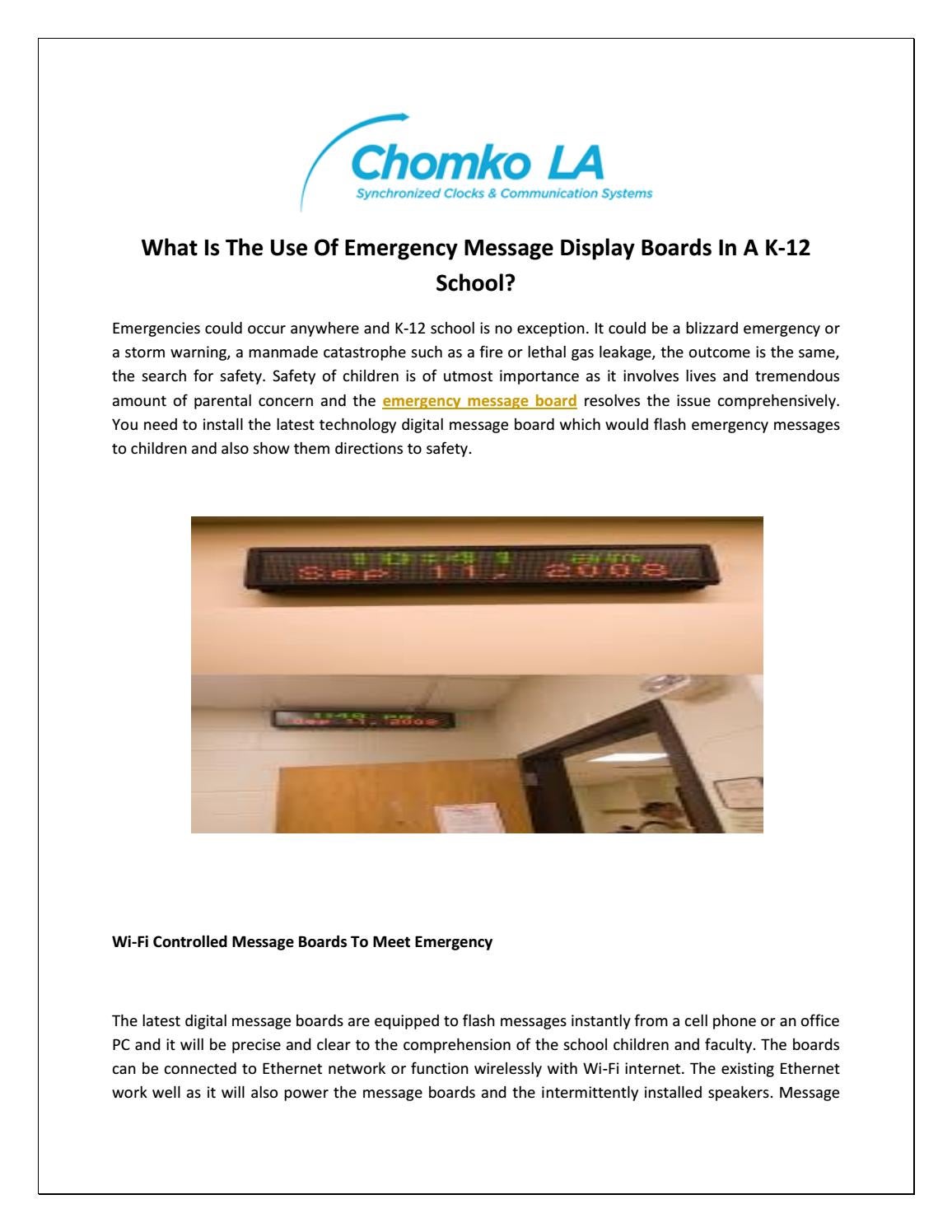 What Is The Use Of Emergency Message Display Boards In A K-12 School ...
