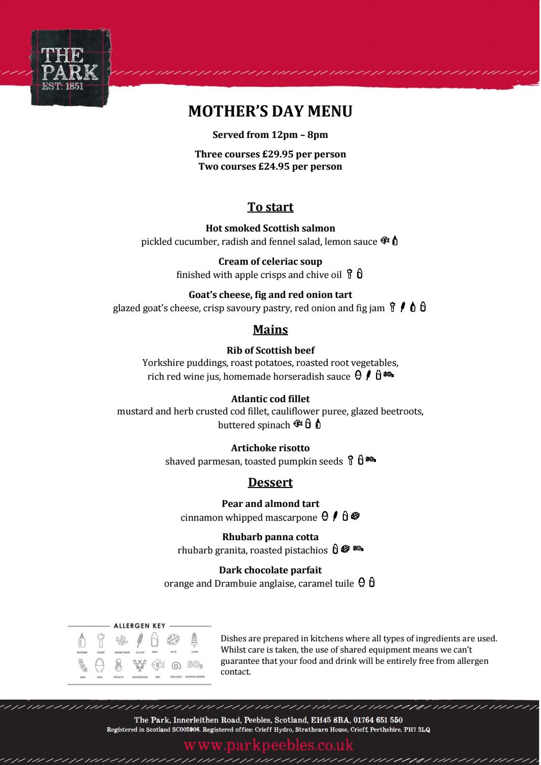 Mother's Day Menu by Peebles Hydro - Issuu