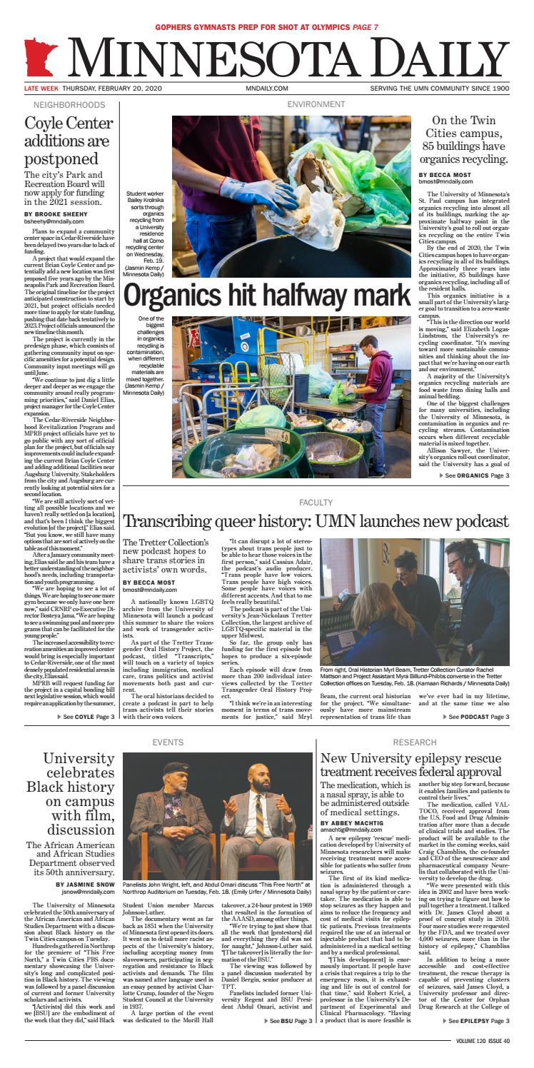 February 20, 2020 by The Minnesota Daily - Issuu