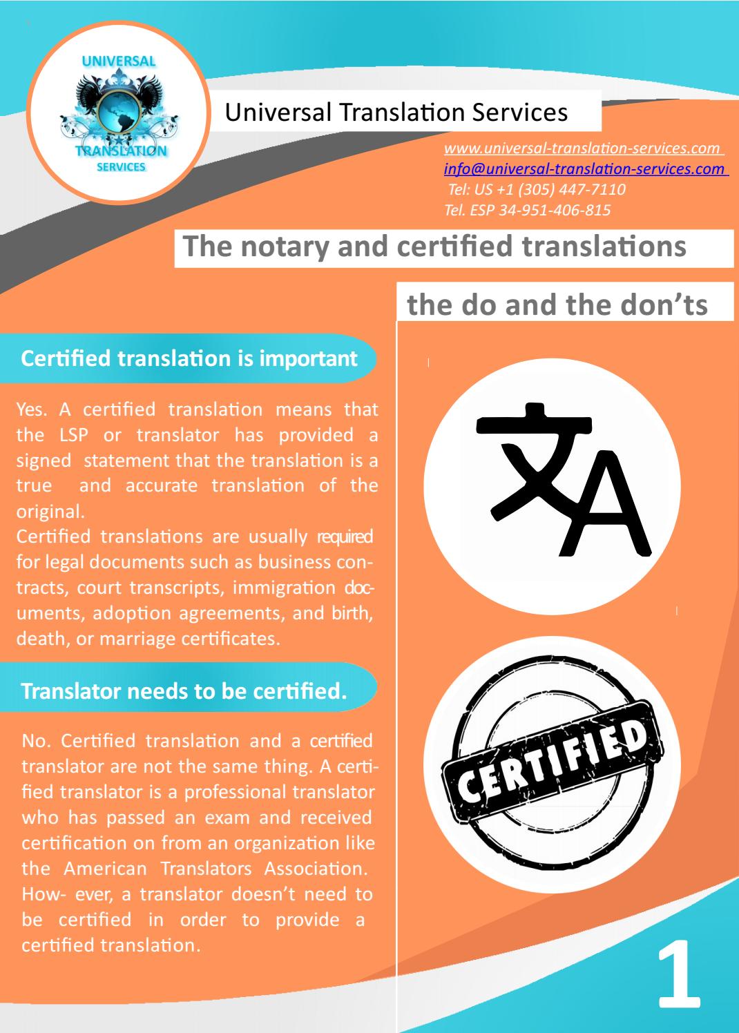 The notary and certified translations the do and the dont's by ...