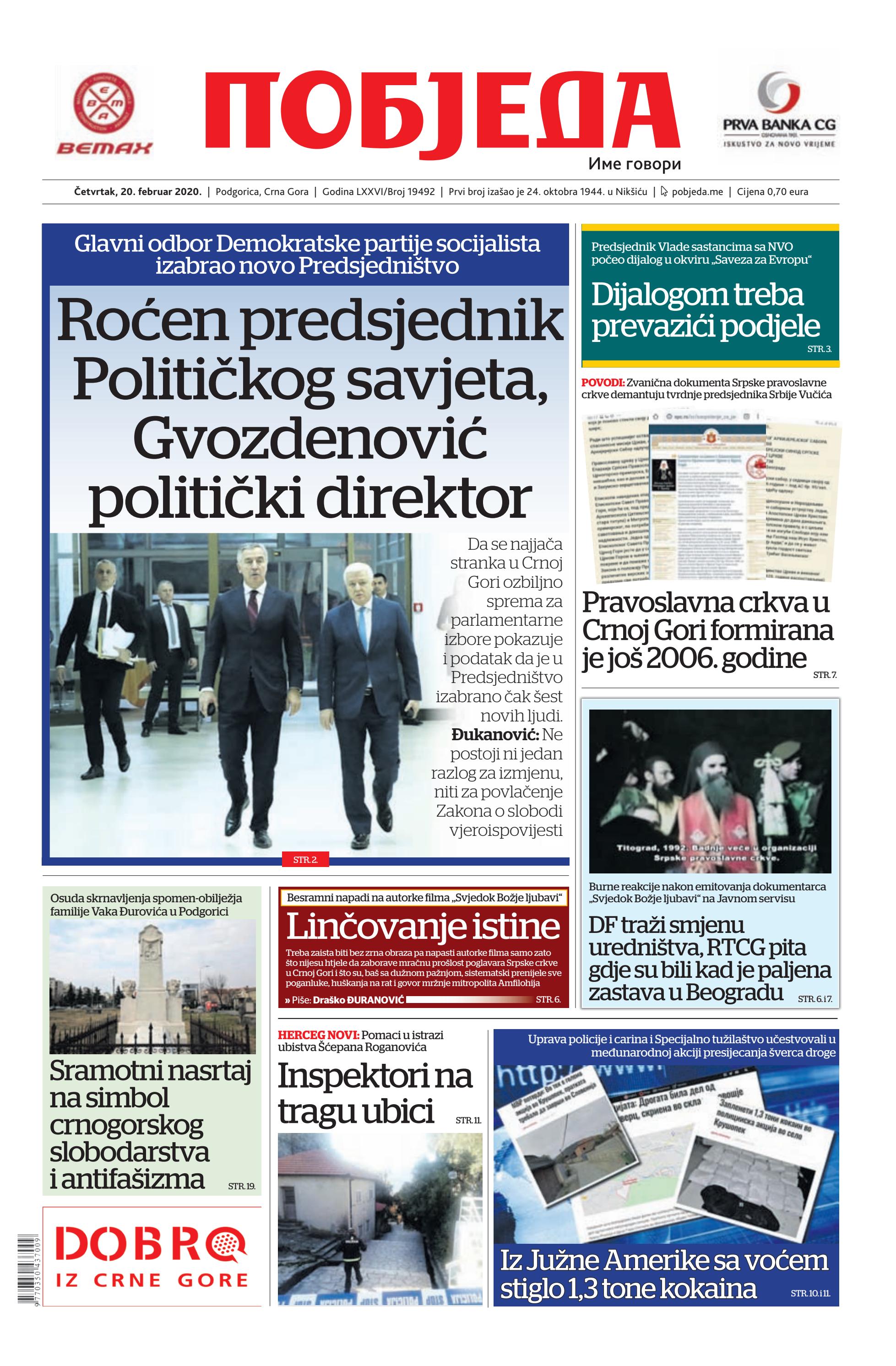 Dnevni list Pobjeda 20.02.2020. by Pobjeda - Issuu