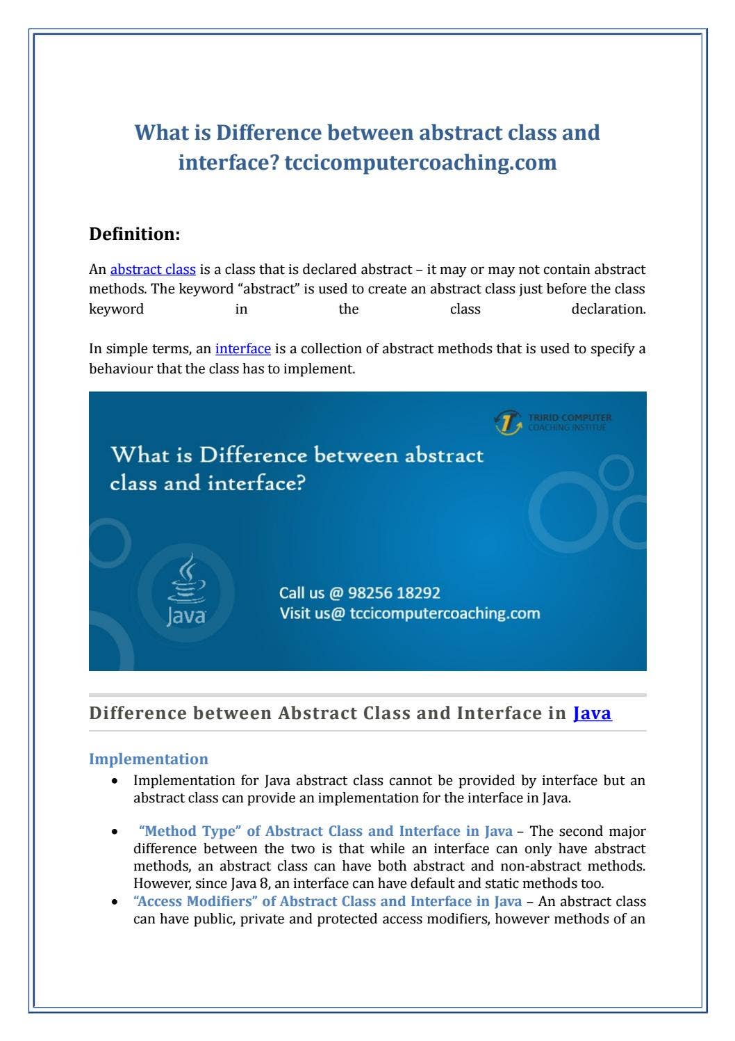 What is Difference between abstract class and interface ...