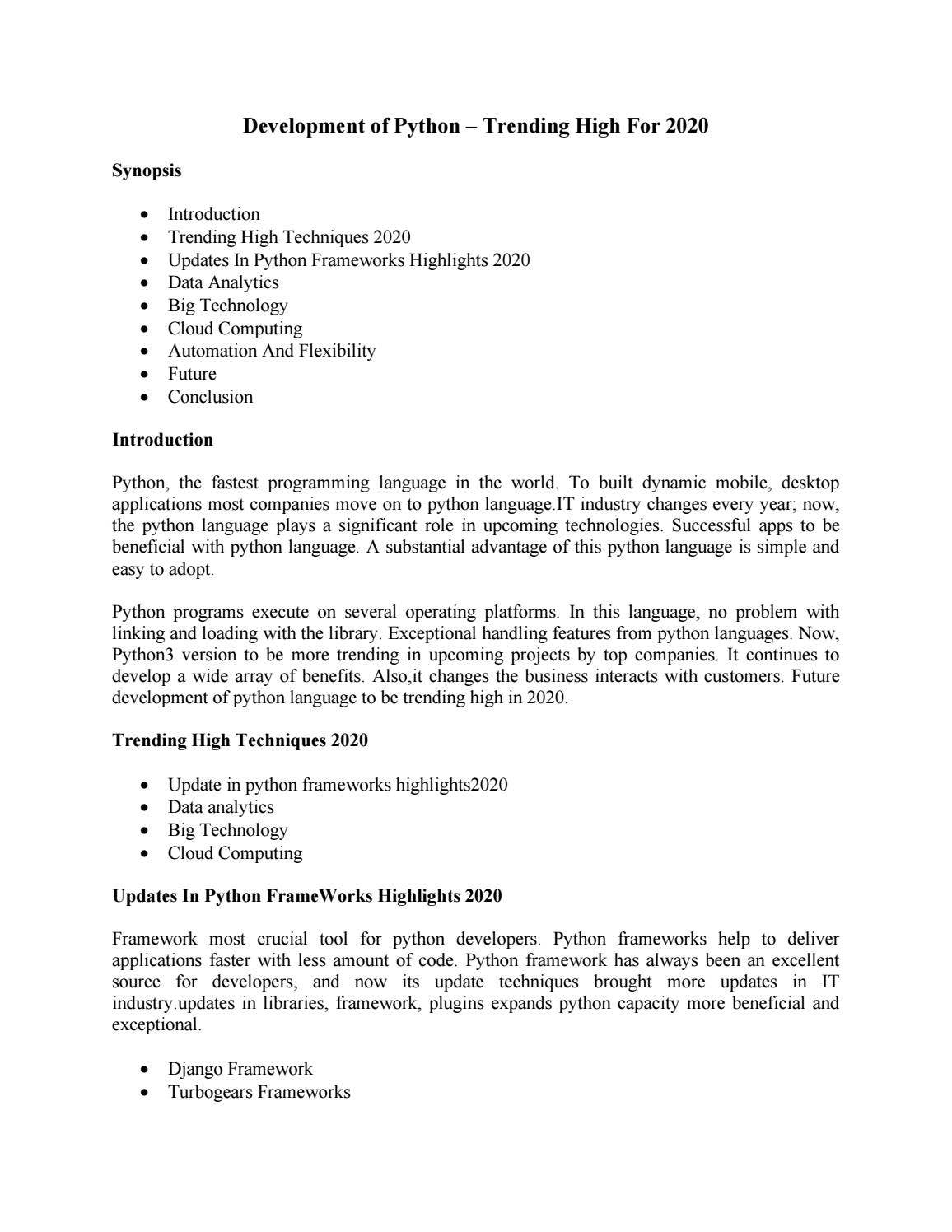 Python Development Trends 2020 by elysiumpro - Issuu