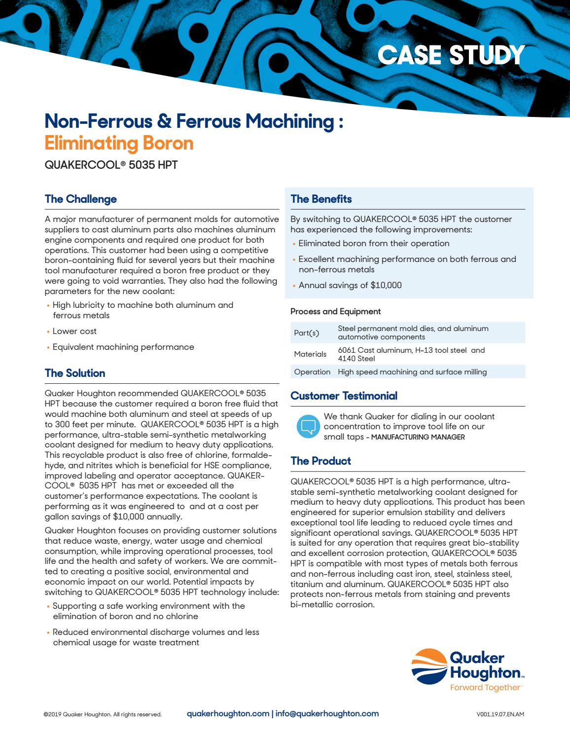 Non-Ferrous & Ferrous Machining : Eliminating Boron by Quaker Houghton ...