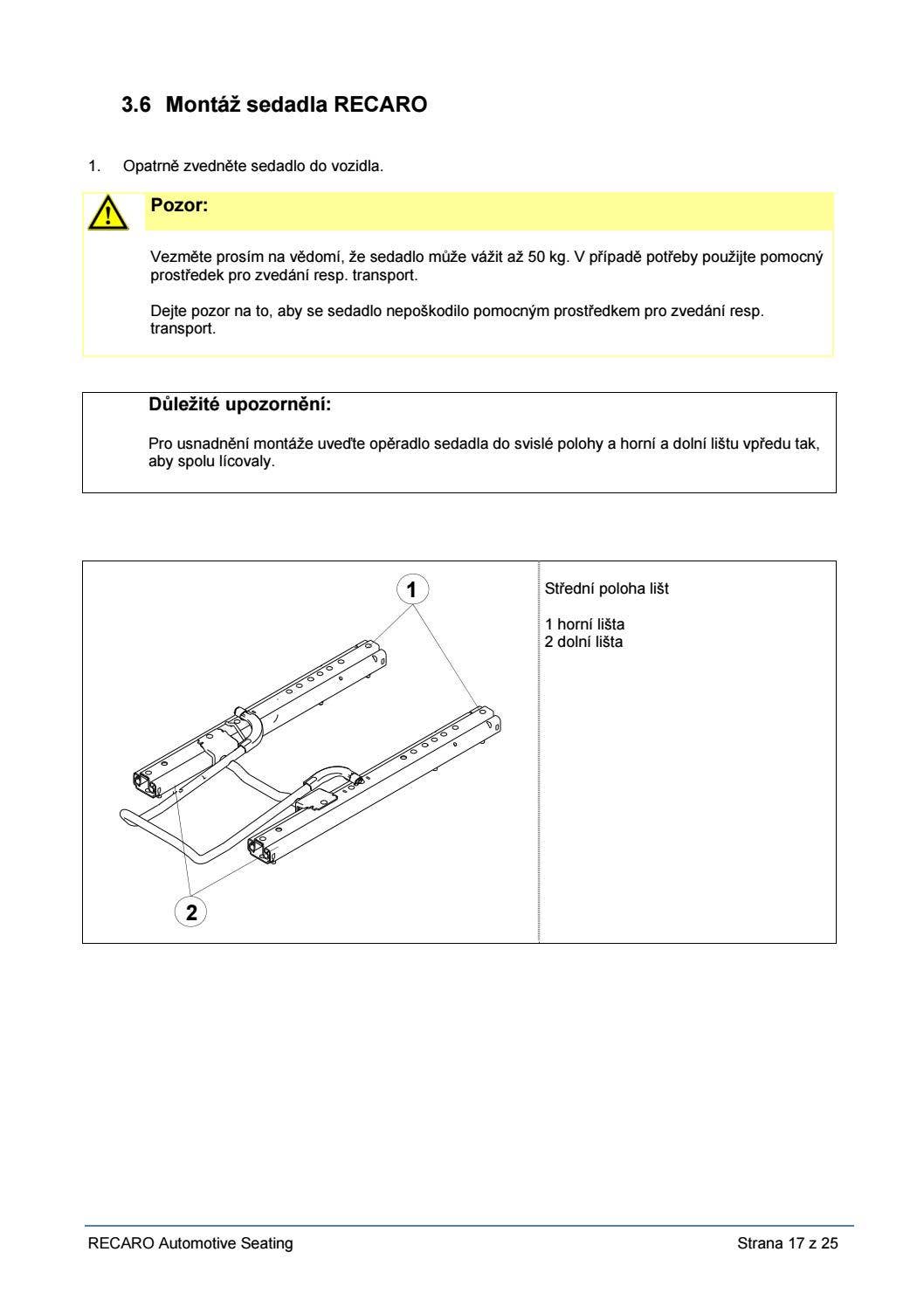 RECARO Installation Instructions C 6000 IVECO by fmk. & FACT - Issuu