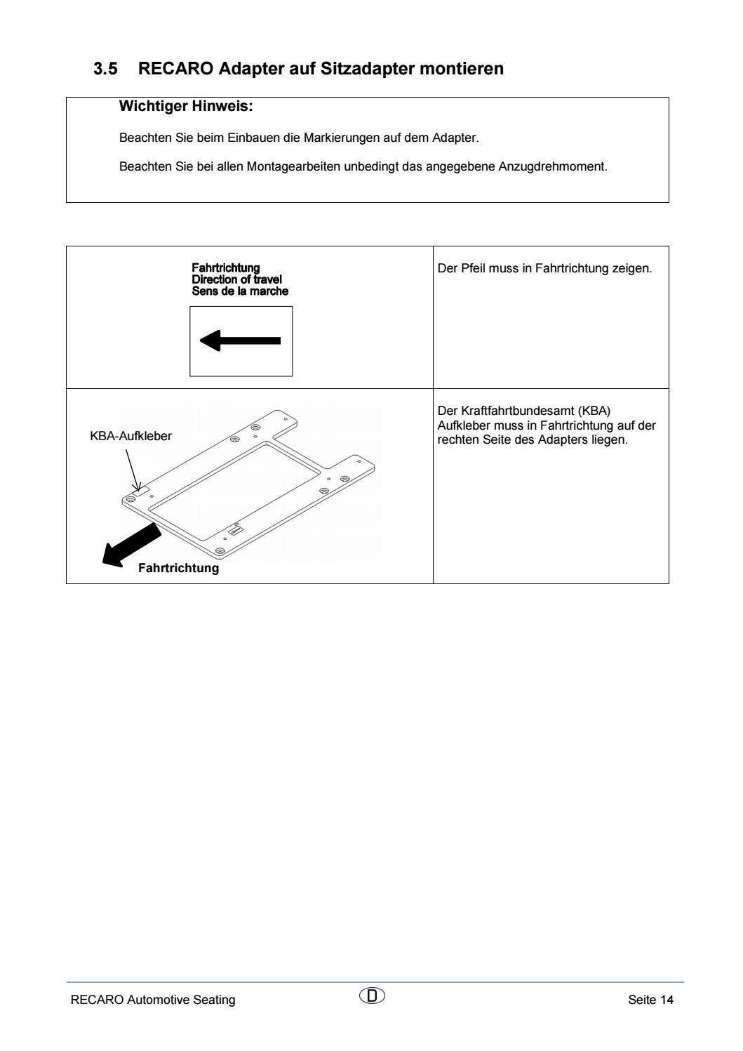 RECARO Installation Instructions MB ACTROS 4 by fmk. & FACT - Issuu