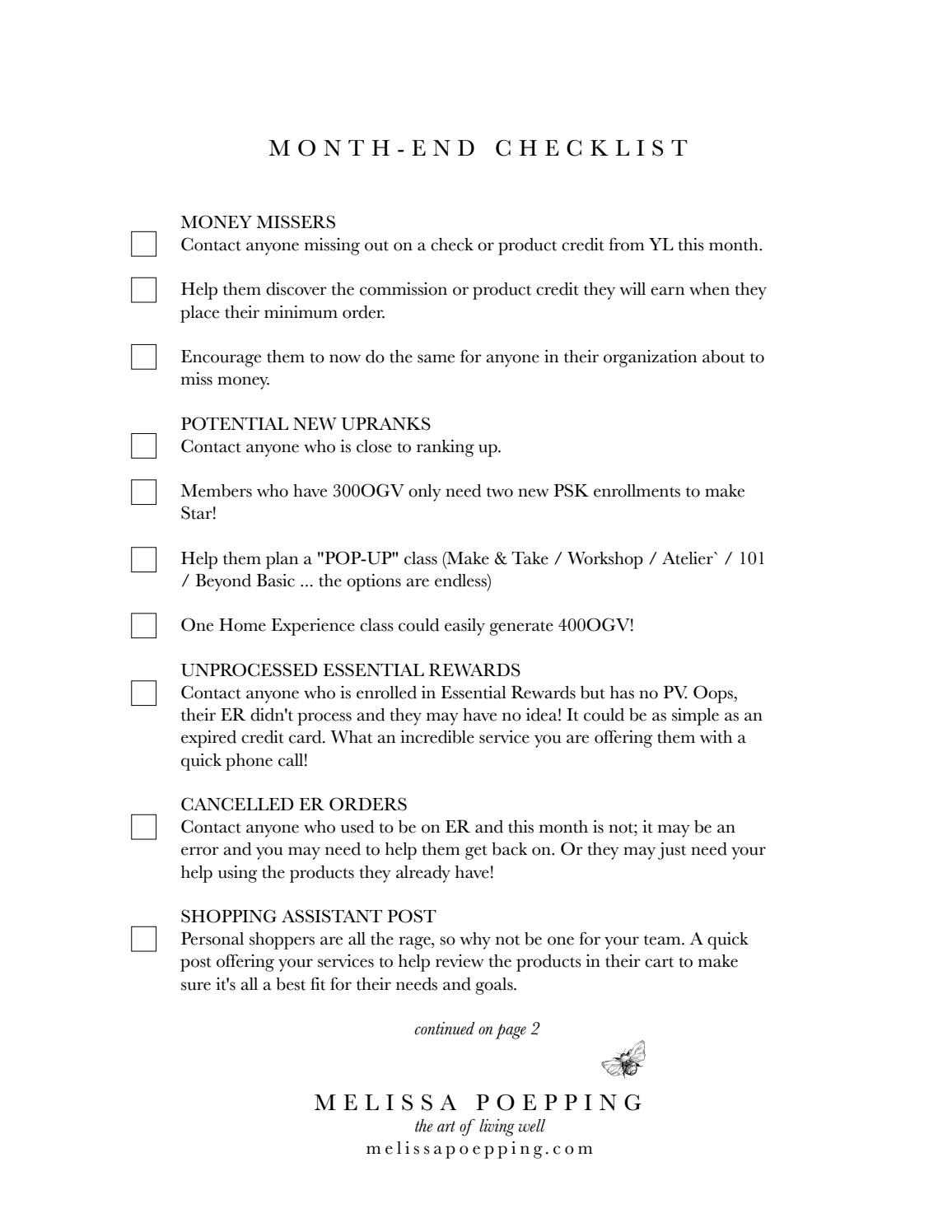 Month-End Checklist by Tricia Nordby - Issuu