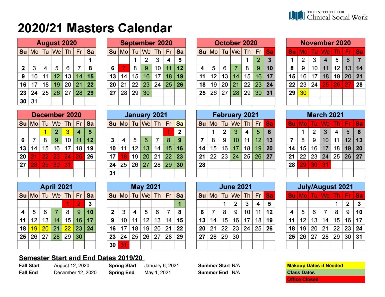 2020-21 Masters Academic Dates by ICSW - Issuu