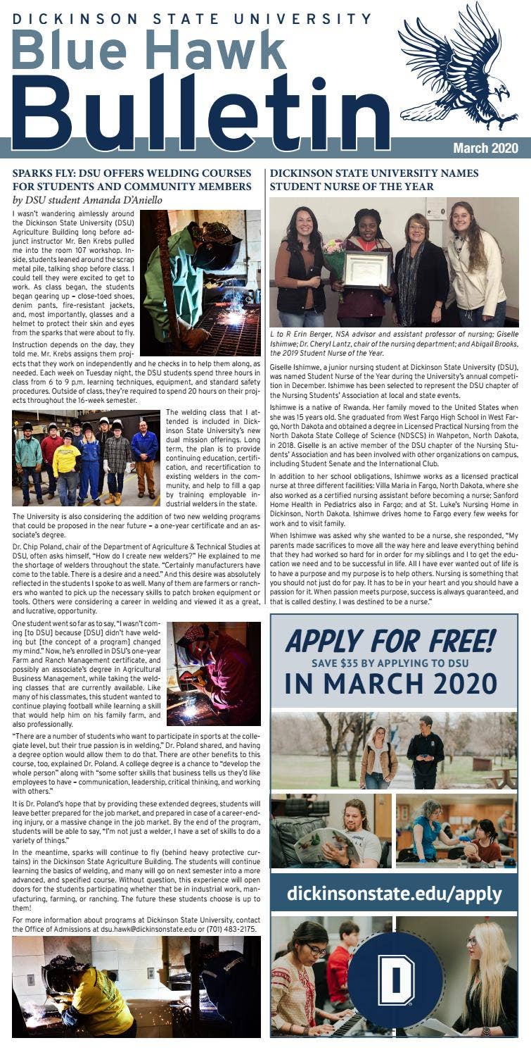 Blue Hawk Bulletin March 2020 by Dickinson State University - Issuu