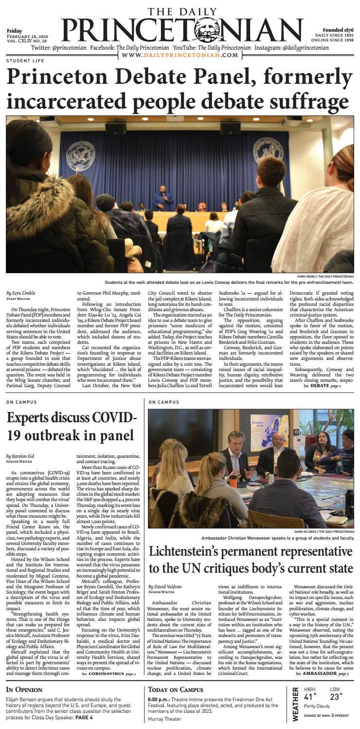 The Daily Princetonian: February 28, 2020 by The Daily Princetonian - Issuu
