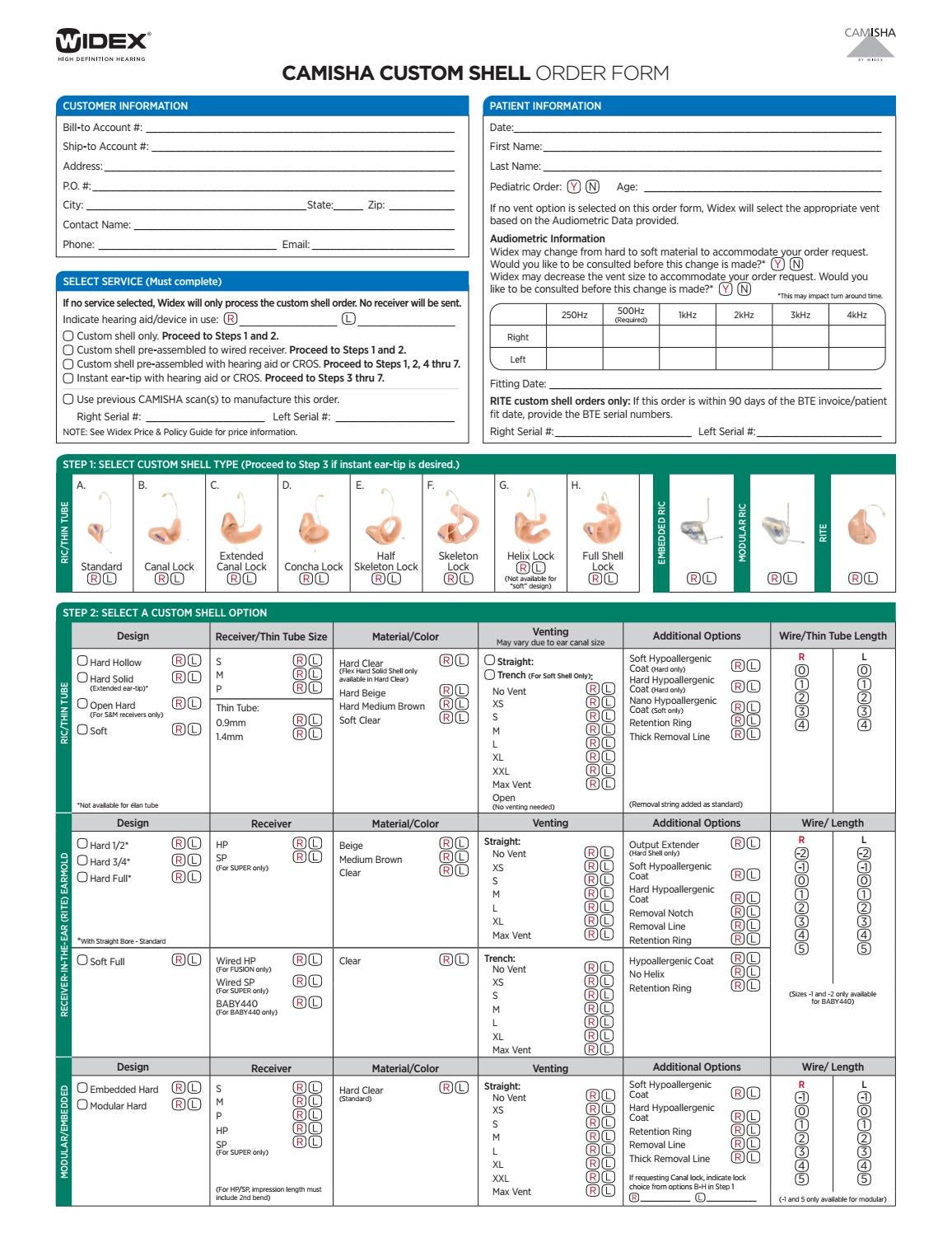 DFM58_0319 Custom Camisha Shell Order Form by Widex USA - Issuu
