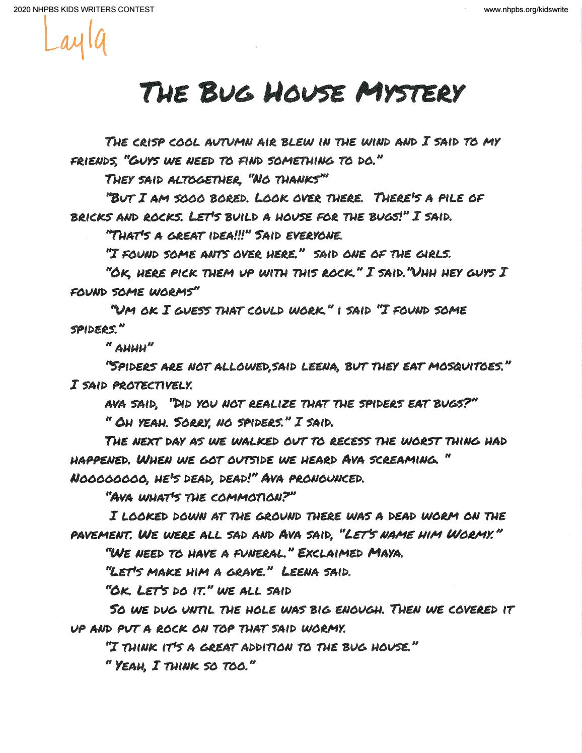 Bug House Mystery by Layla S. by New Hampshire PBS - Issuu