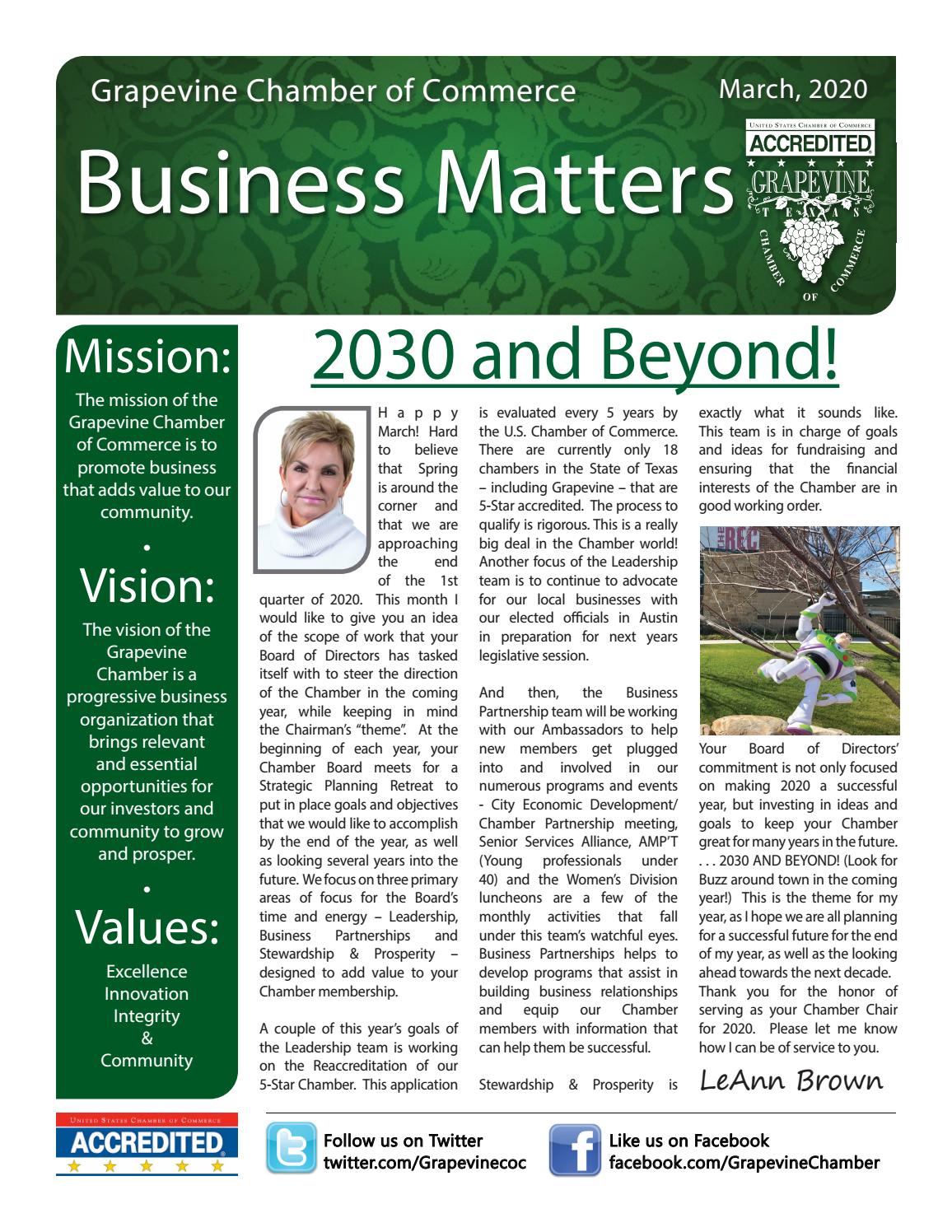 2020 Grapevine Chamber March Newsletter by Grapevine Chamber of ...