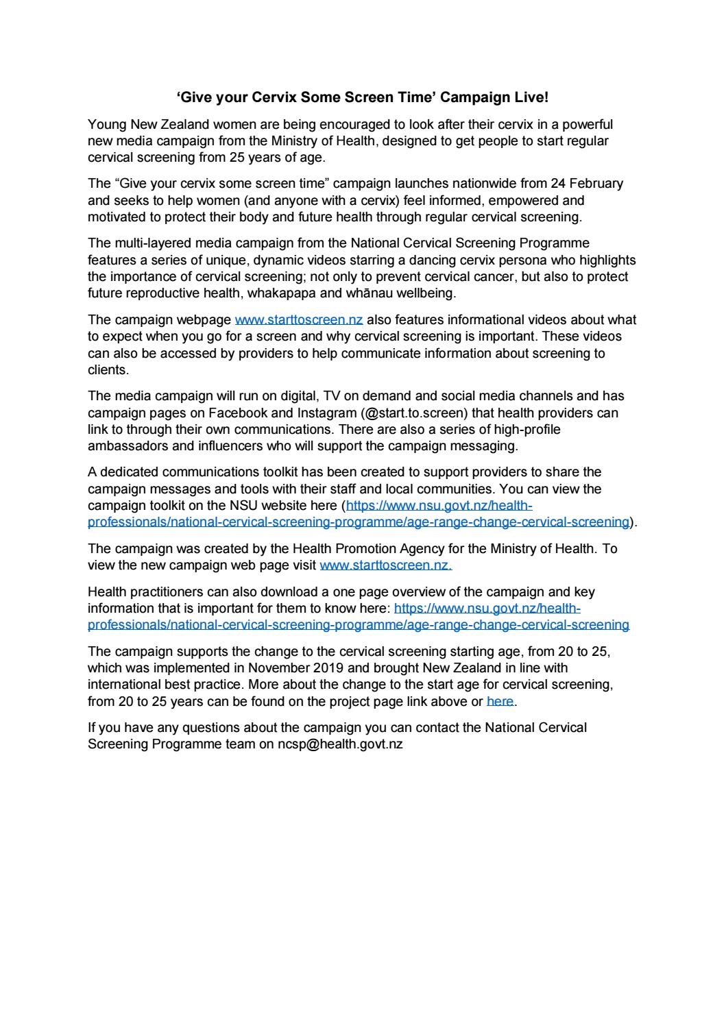 Cervical Smear Campaign by WBOP PHO - Issuu