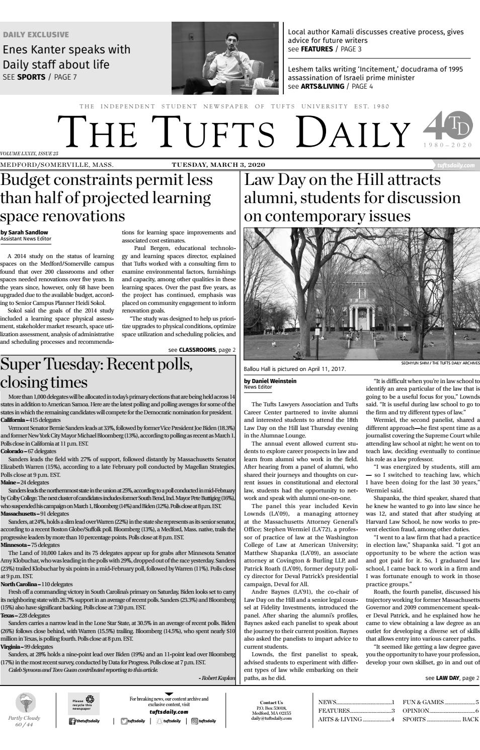 The Tufts Daily - Tuesday, March 3, 2020 by The Tufts Daily - Issuu