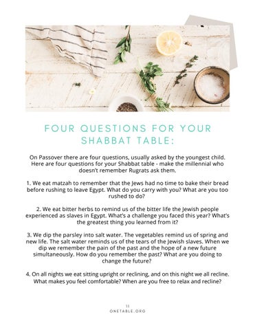 Four Questions for Your Shabbat Table by OneTable - Issuu