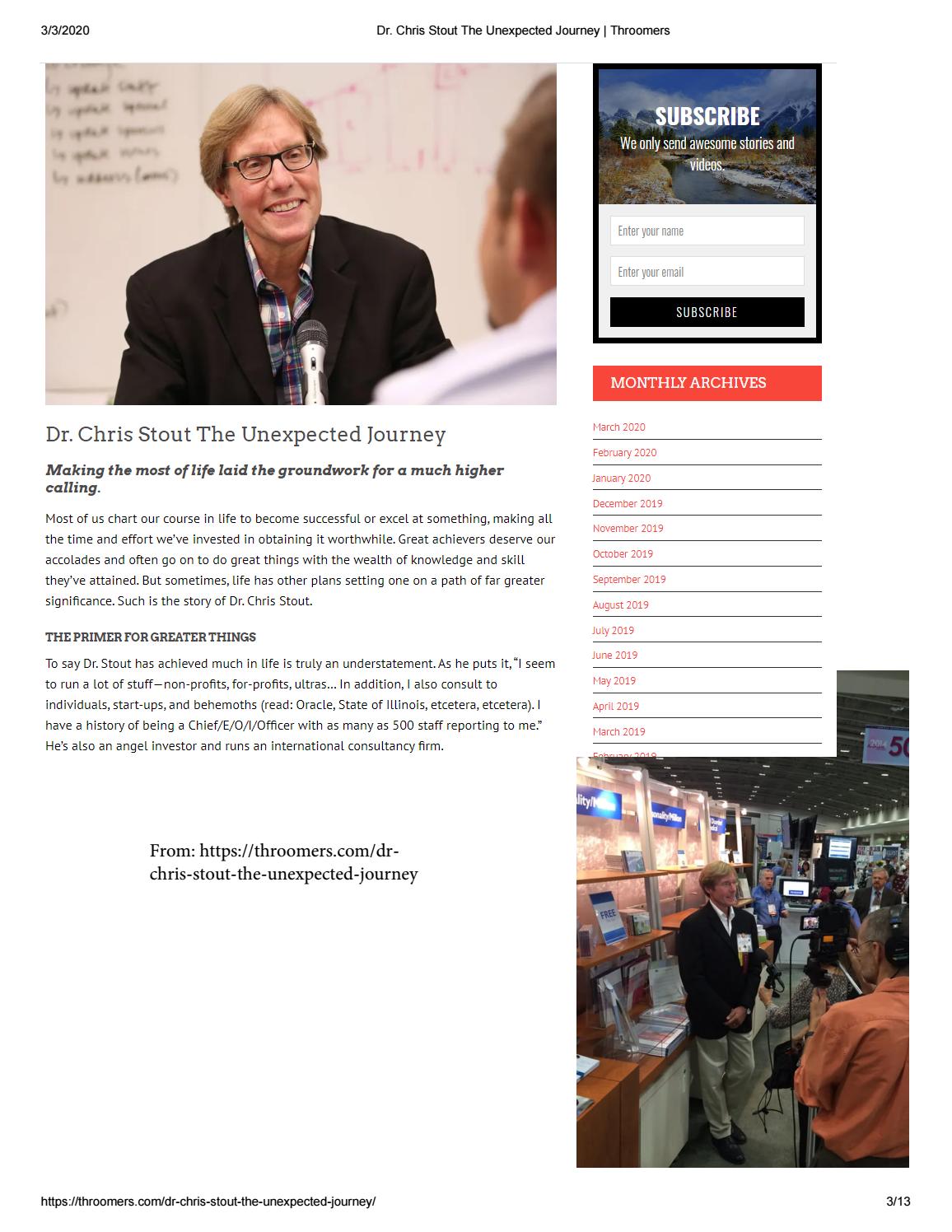 Dr. Chris Stout The Unexpected Journey:Making the most of life laid the ...