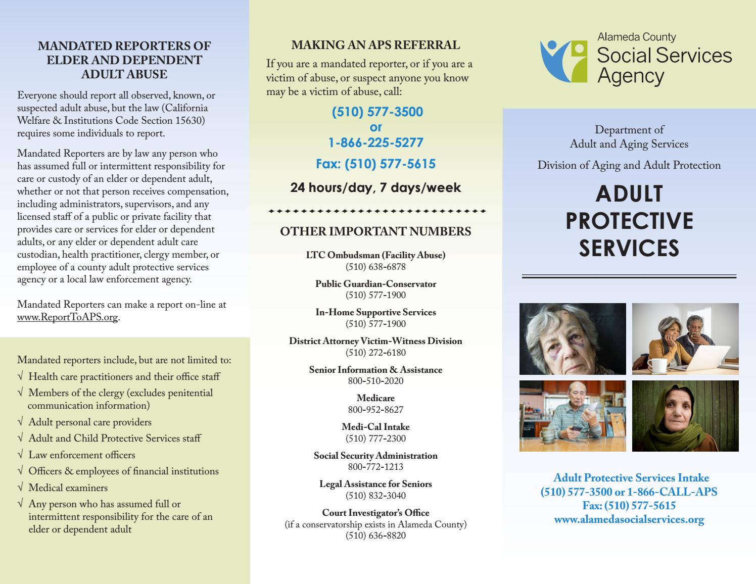 Adult Protective Services ENGLISH Tri fold Brochure By Alameda County Adult Protective Services ENGLISH Tri fold Brochure By Alameda County