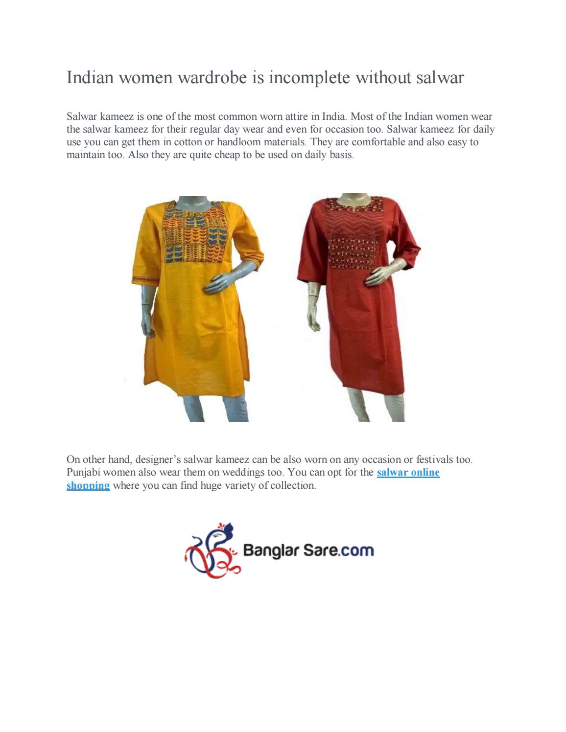 Indian women wardrobe is incomplete without salwar by Banglar Sare - Issuu