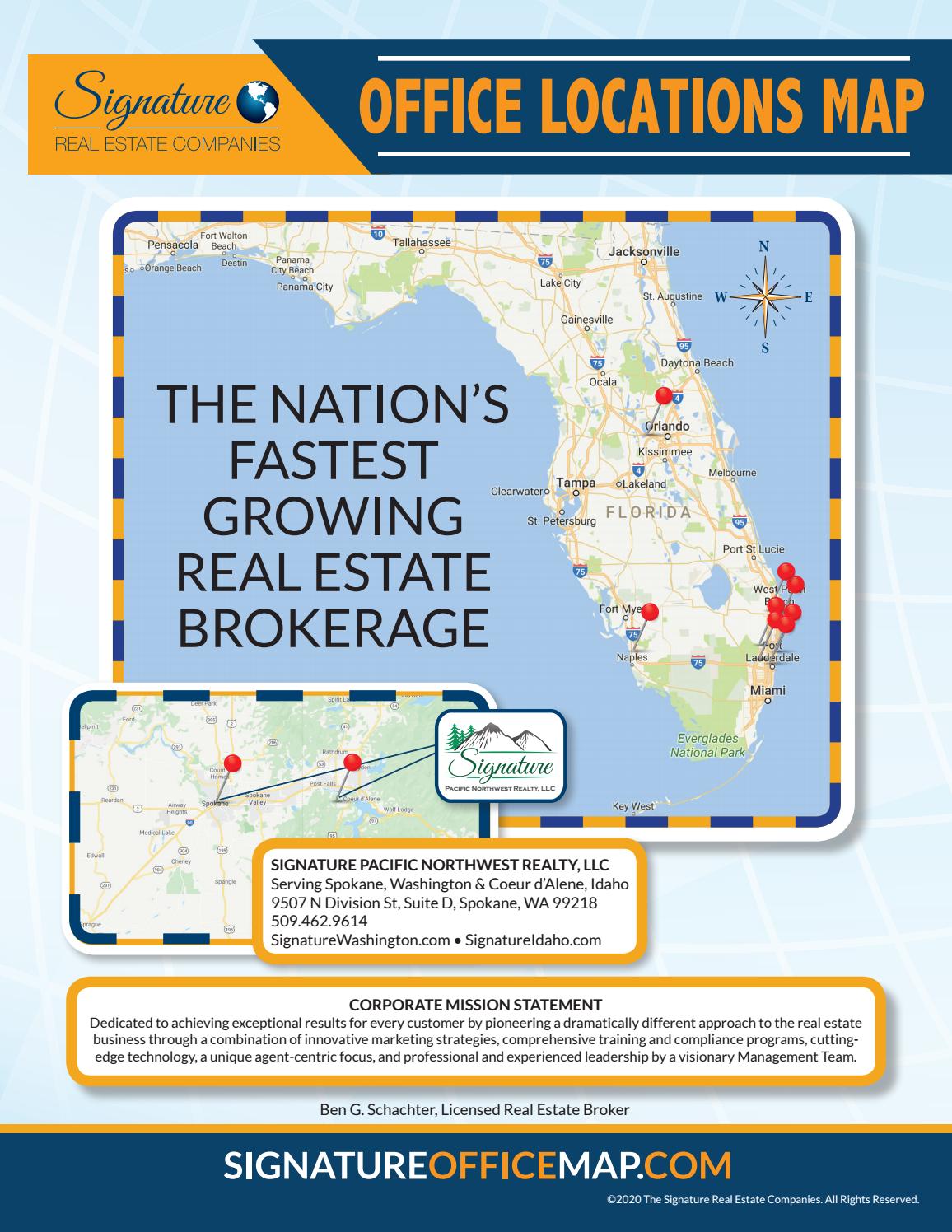 The Signature Real Estate Companies 2020 Office Locations Map by ...