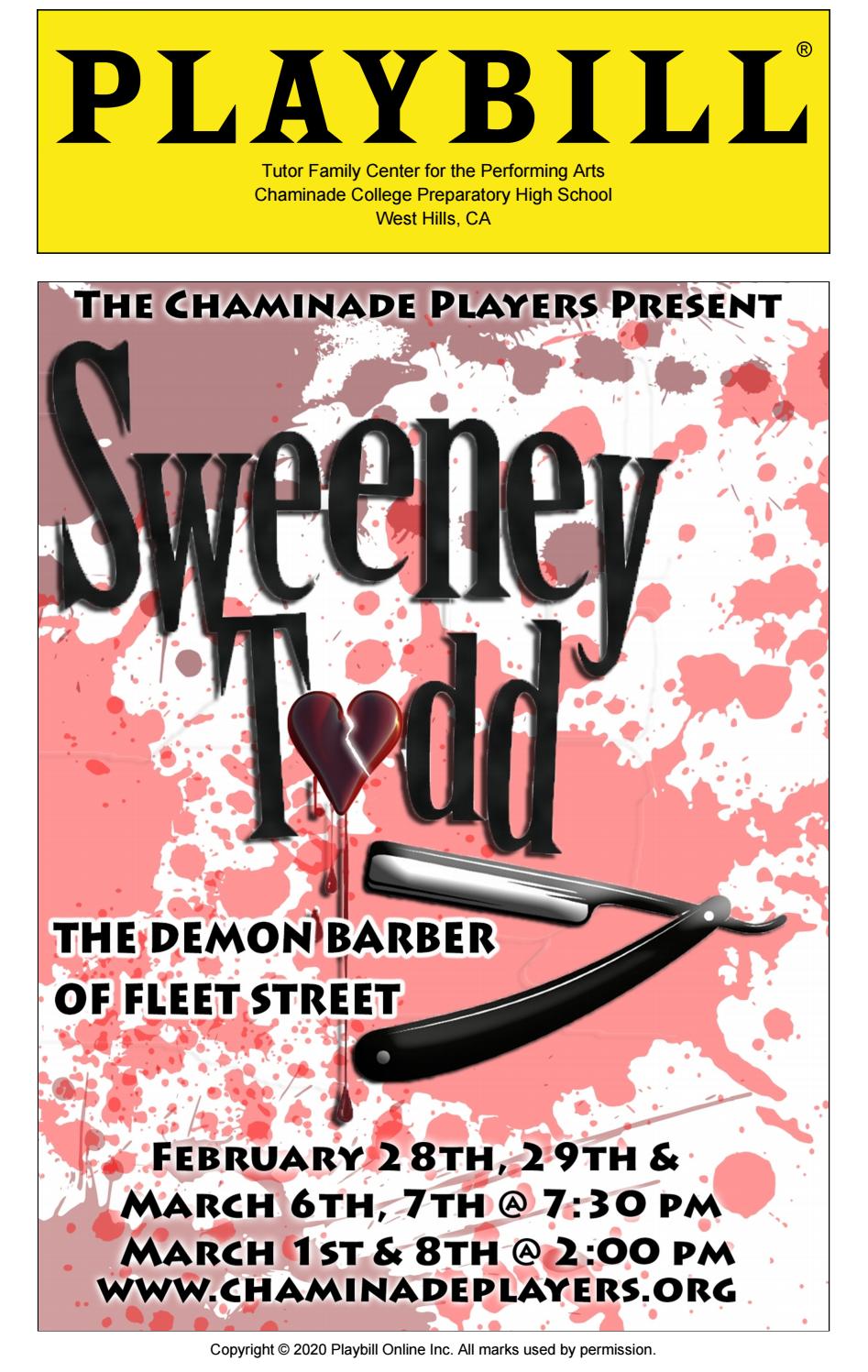 Sweeney Todd Playbill by Chaminade College Preparatory - Issuu