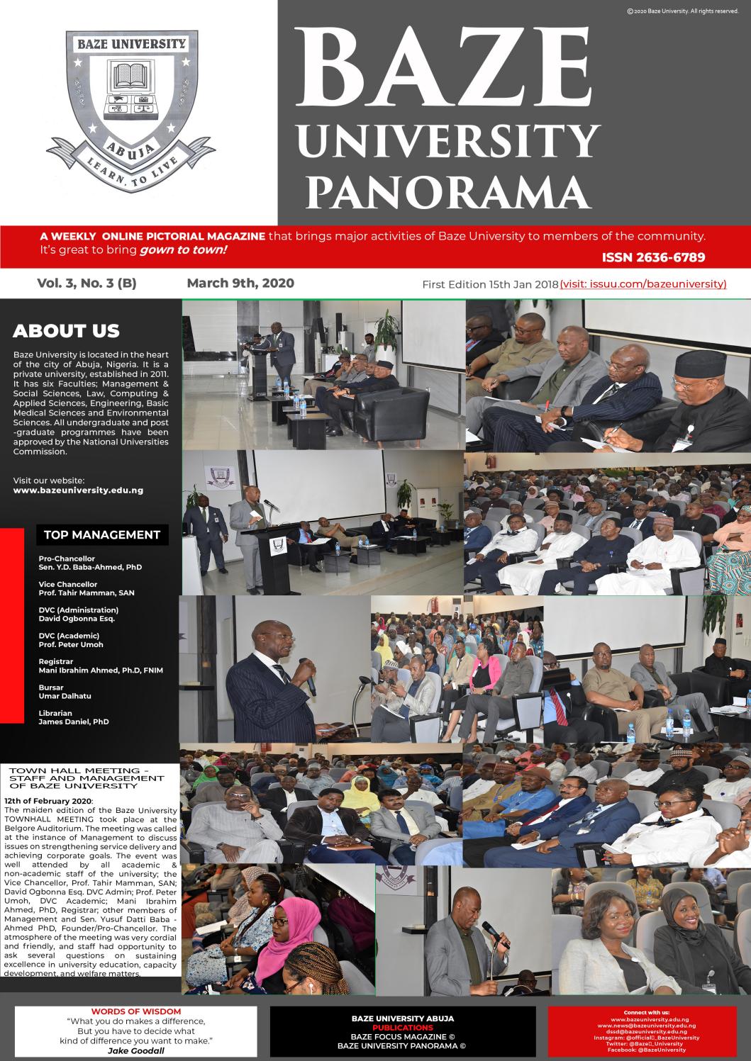 BAZE UNIVERSITY PANORAMA (9th March 2020) by Baze University - Issuu