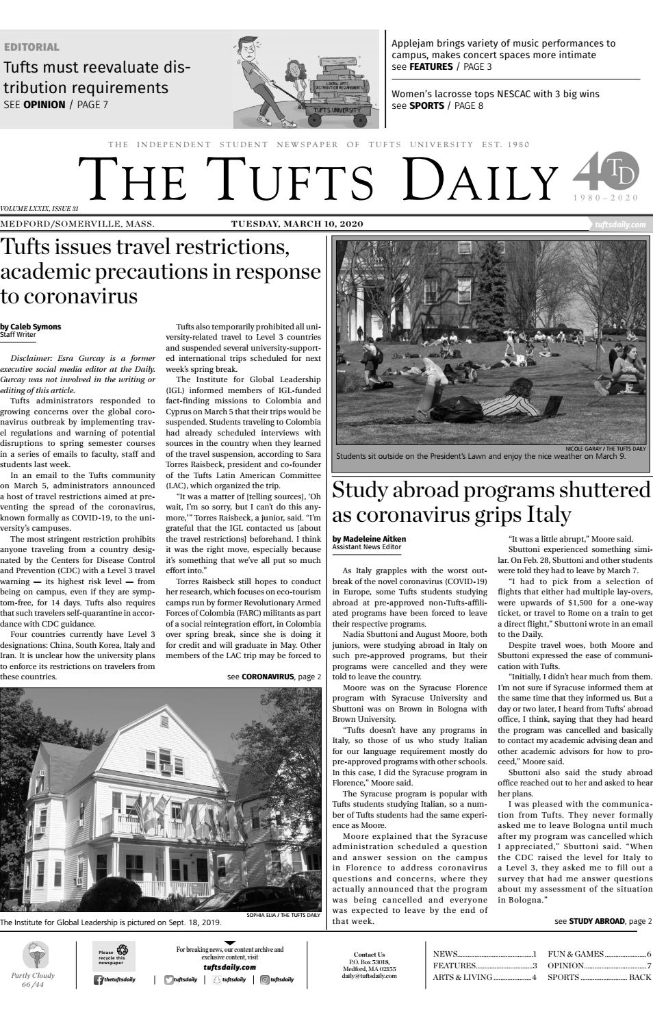 The Tufts Daily - Tuesday, March 10, 2020 by The Tufts Daily - Issuu