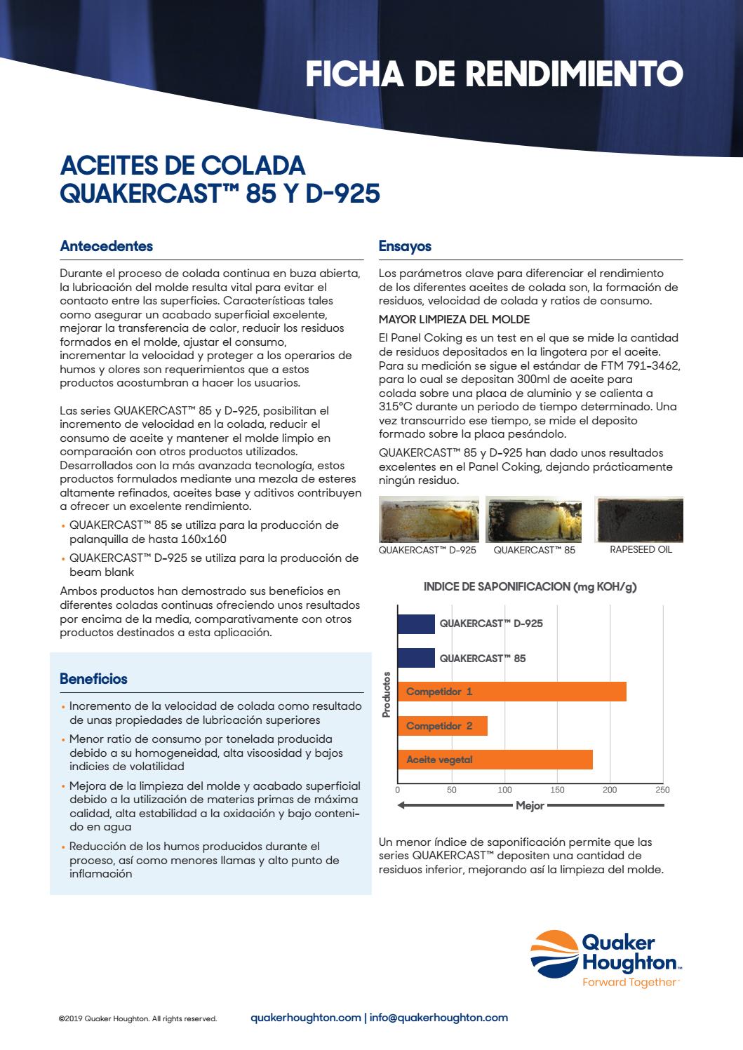 Aceites De Colada Quakercast™ 85 Y D-925 (ES) by Quaker Houghton - Issuu