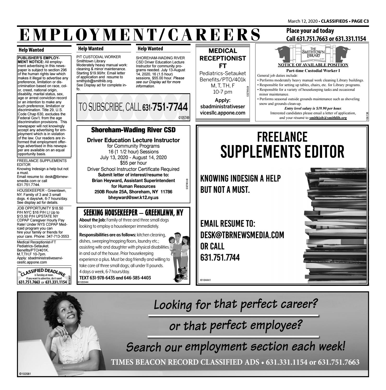 Employment/Careers - March 12, 2020 by TBR News Media - Issuu