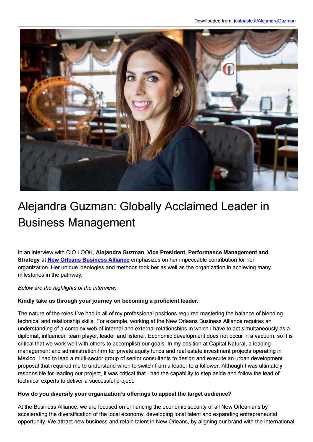 Globally Acclaimed Leader in Business Management | Alejandra Guzman by ciolookmagazine - Issuu