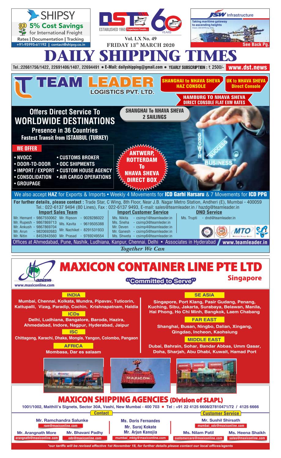 13-03-2020 by Daily Shipping Times - Issuu