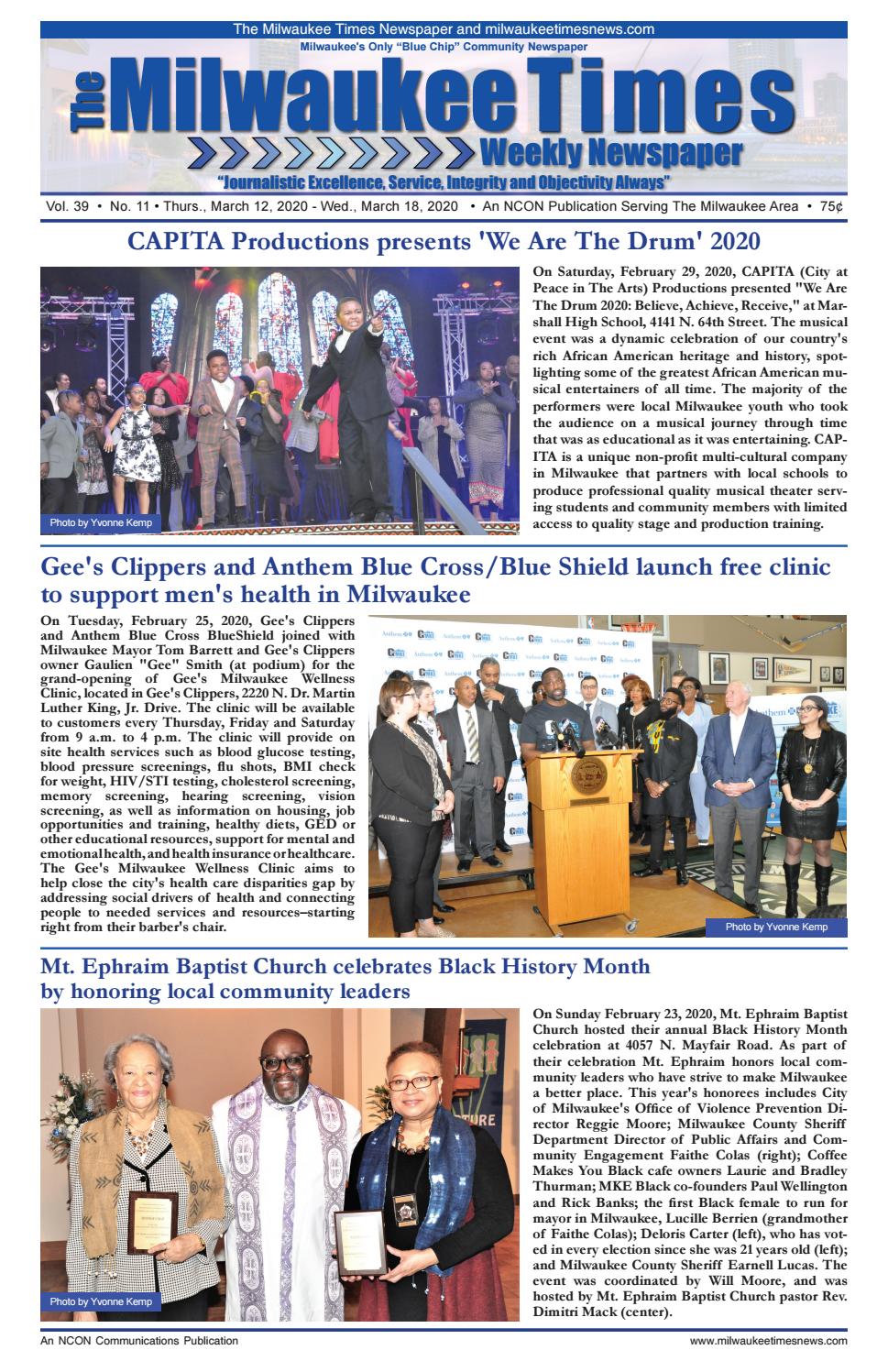 Milwaukee Times Weekly Newspaper Digital Edition Issue March 12, 2020 ...
