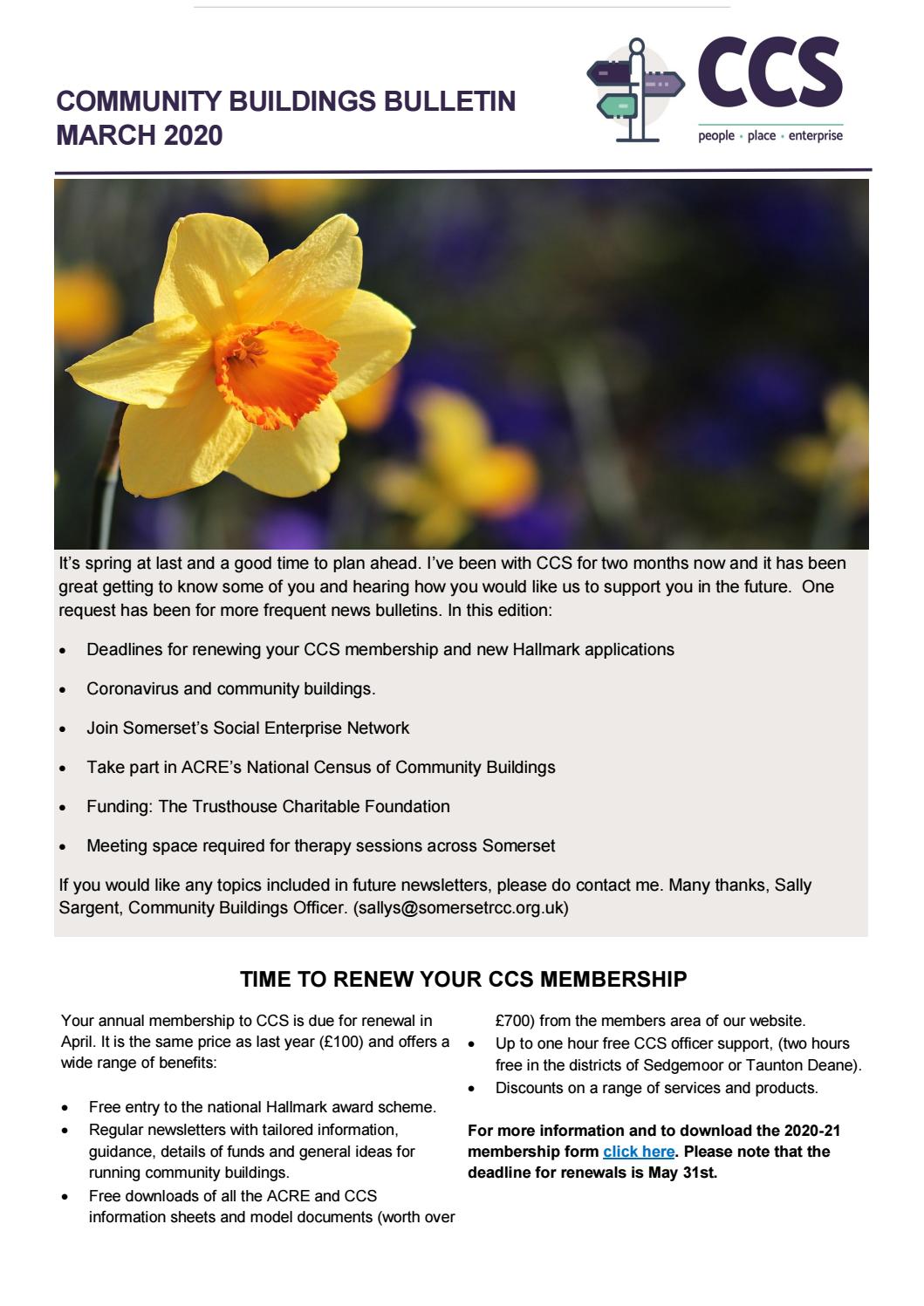 CCS Community Buildings Newsletter by Community Council for Somerset ...