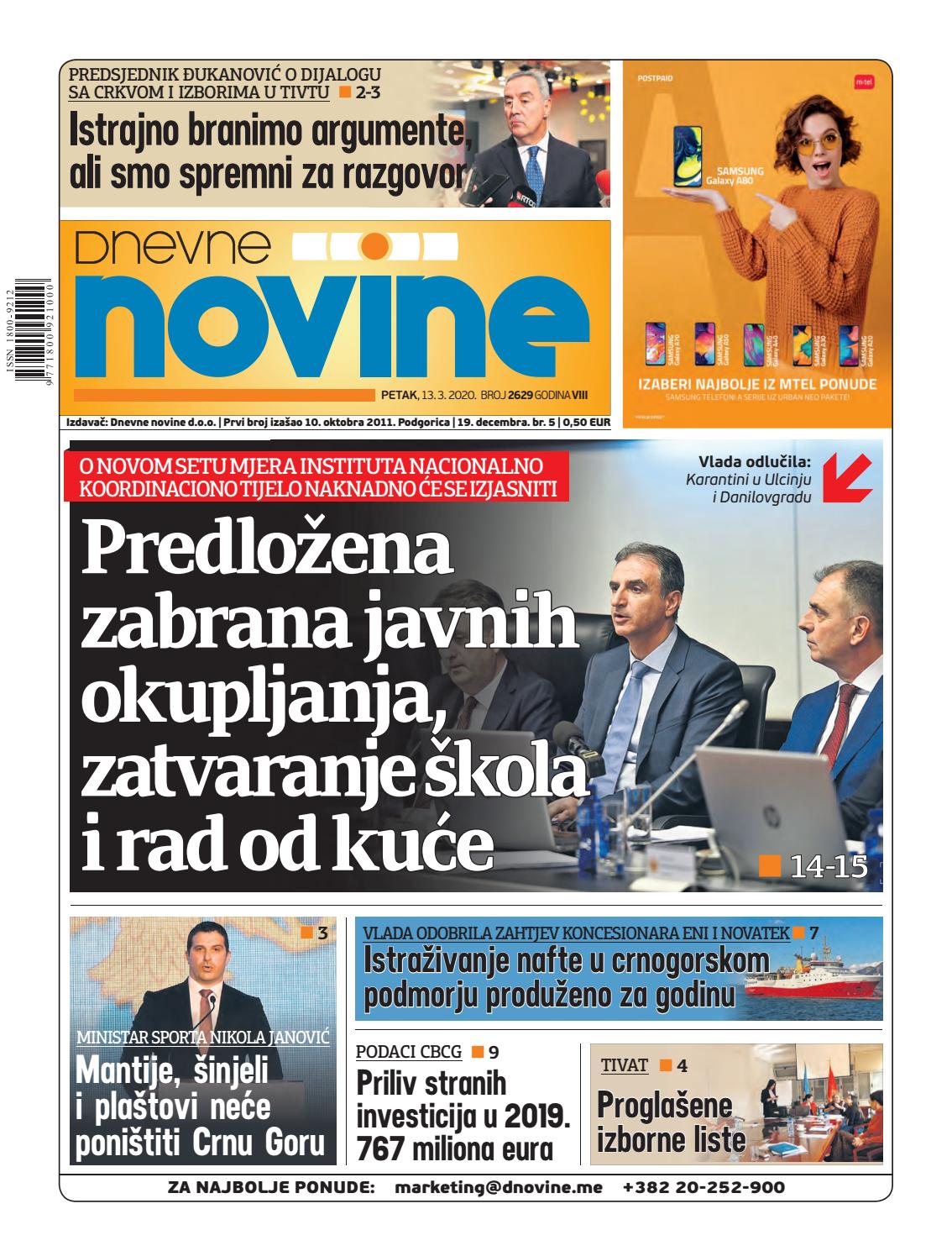Dnevne novine 13. mart 2020. by Dnevne Novine - Issuu