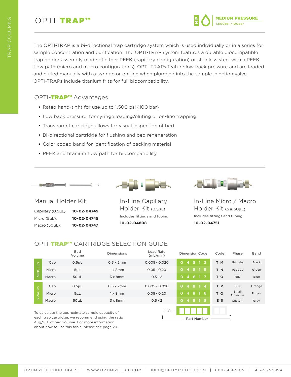 OPTI-TRAP Trap Column by Optimize Technologies - Issuu