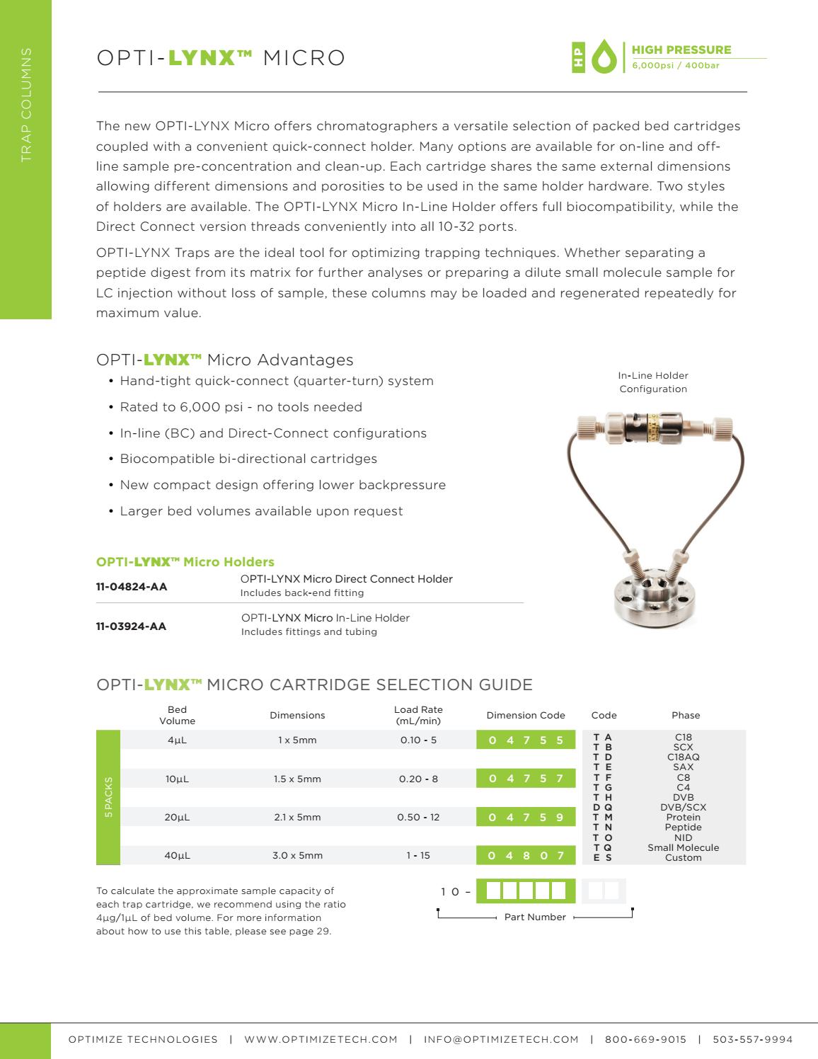 OPTI-LYNX Micro Trap Column by Optimize Technologies - Issuu