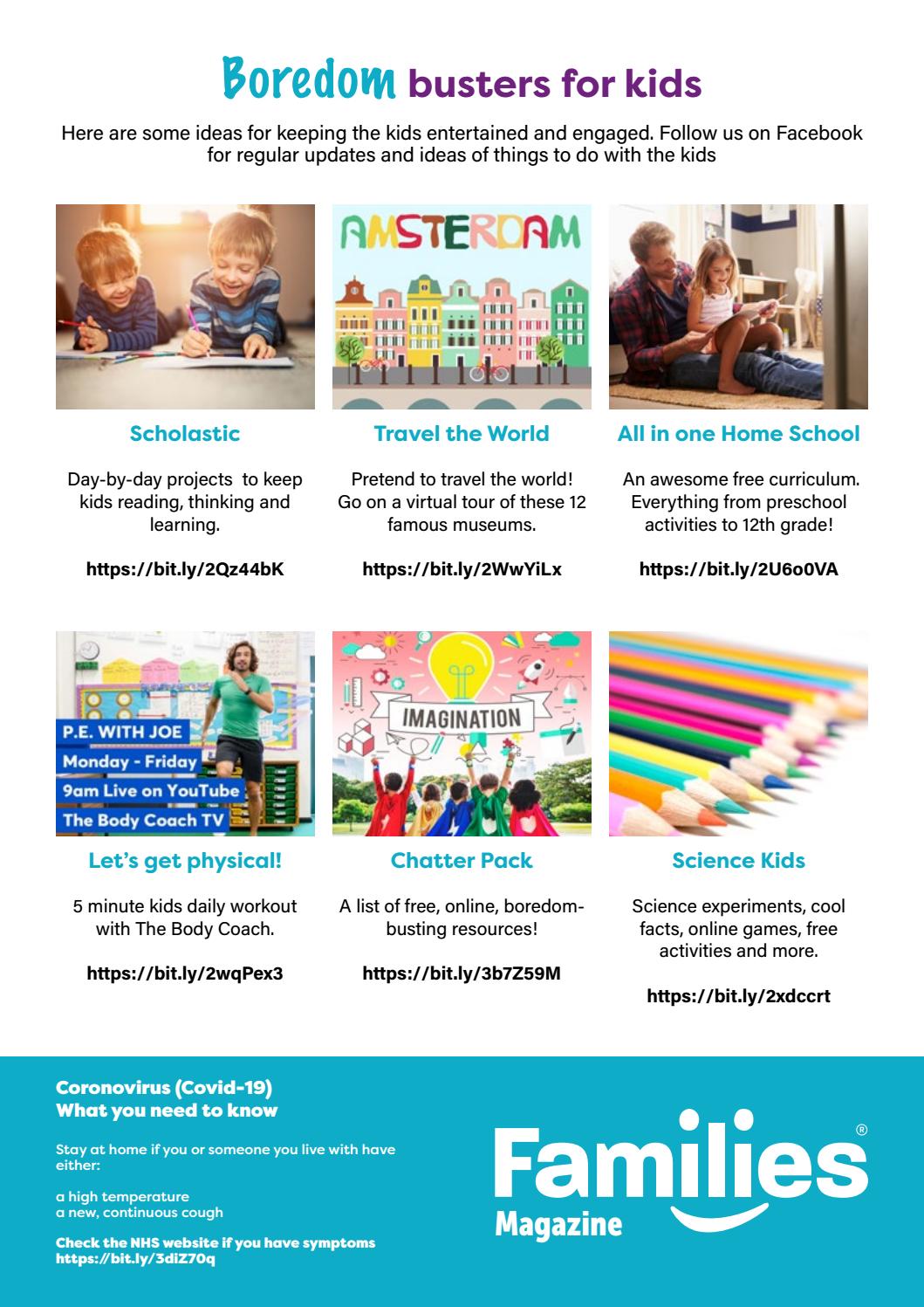 Families Magazine Coronavirus Boredom Busters for kids by Families ...