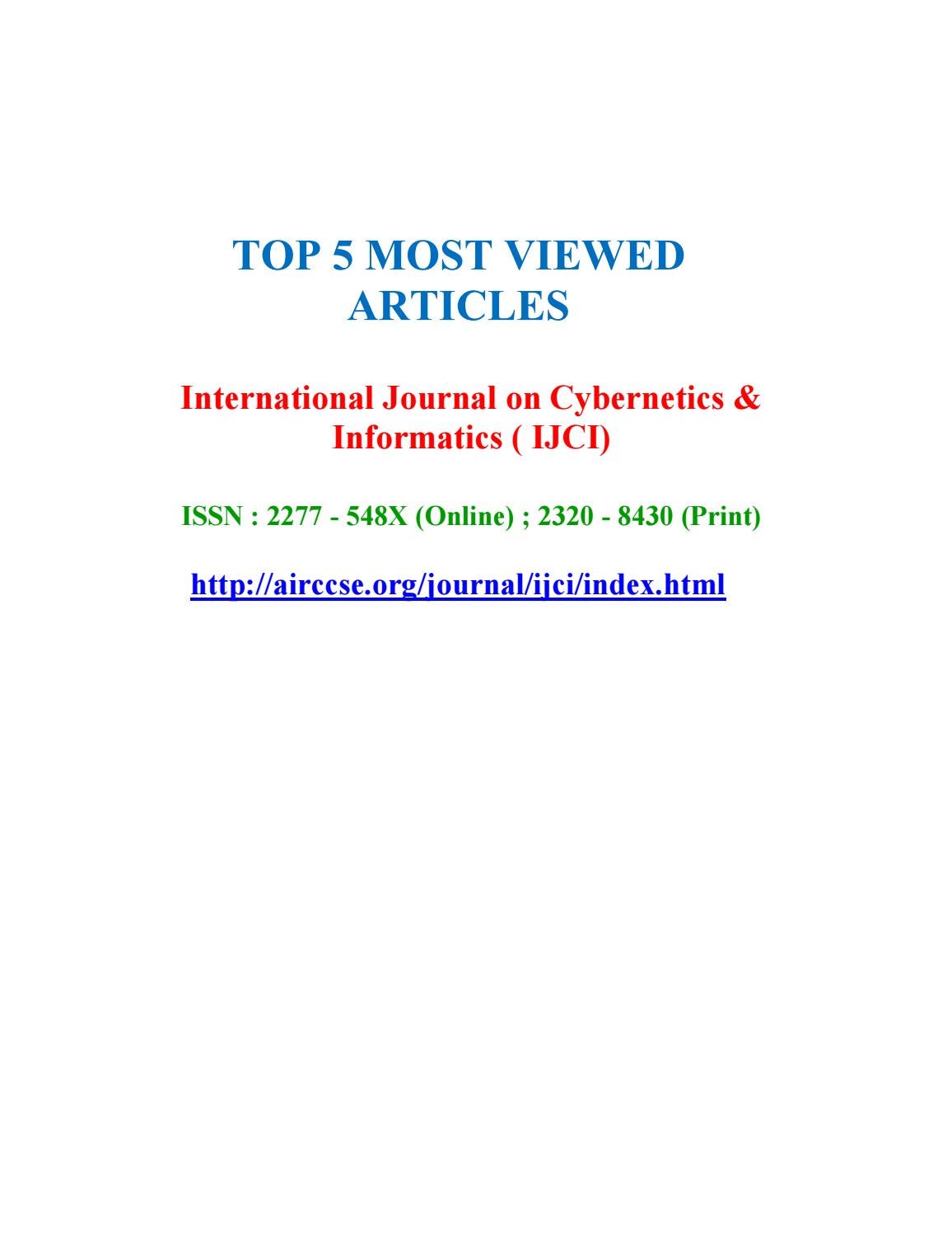 TOP 5 MOST VIEWED ARTICLES International Journal on Cybernetics ...